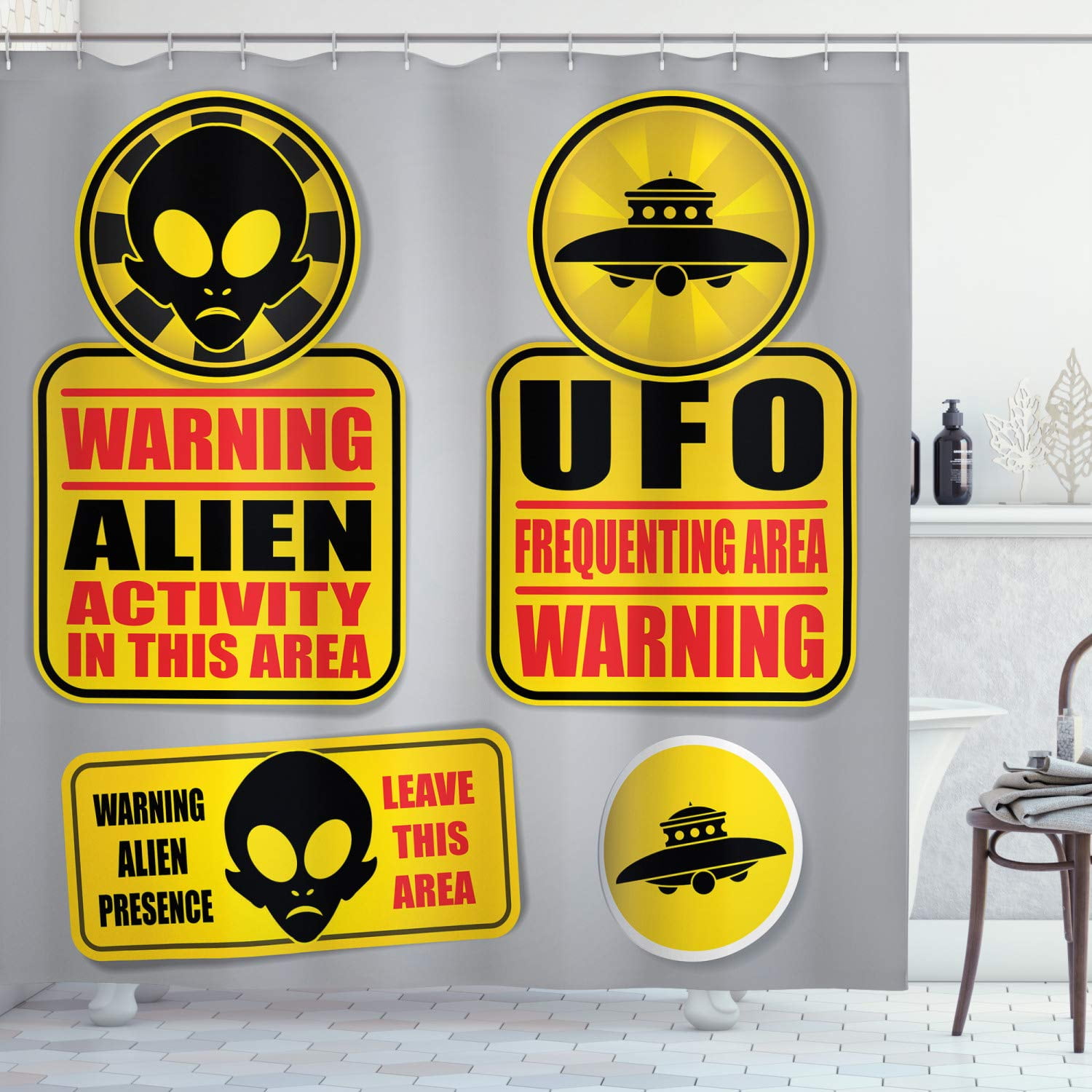 Outer Space Shower Curtain Spaceship Space Station Control Room Science ...