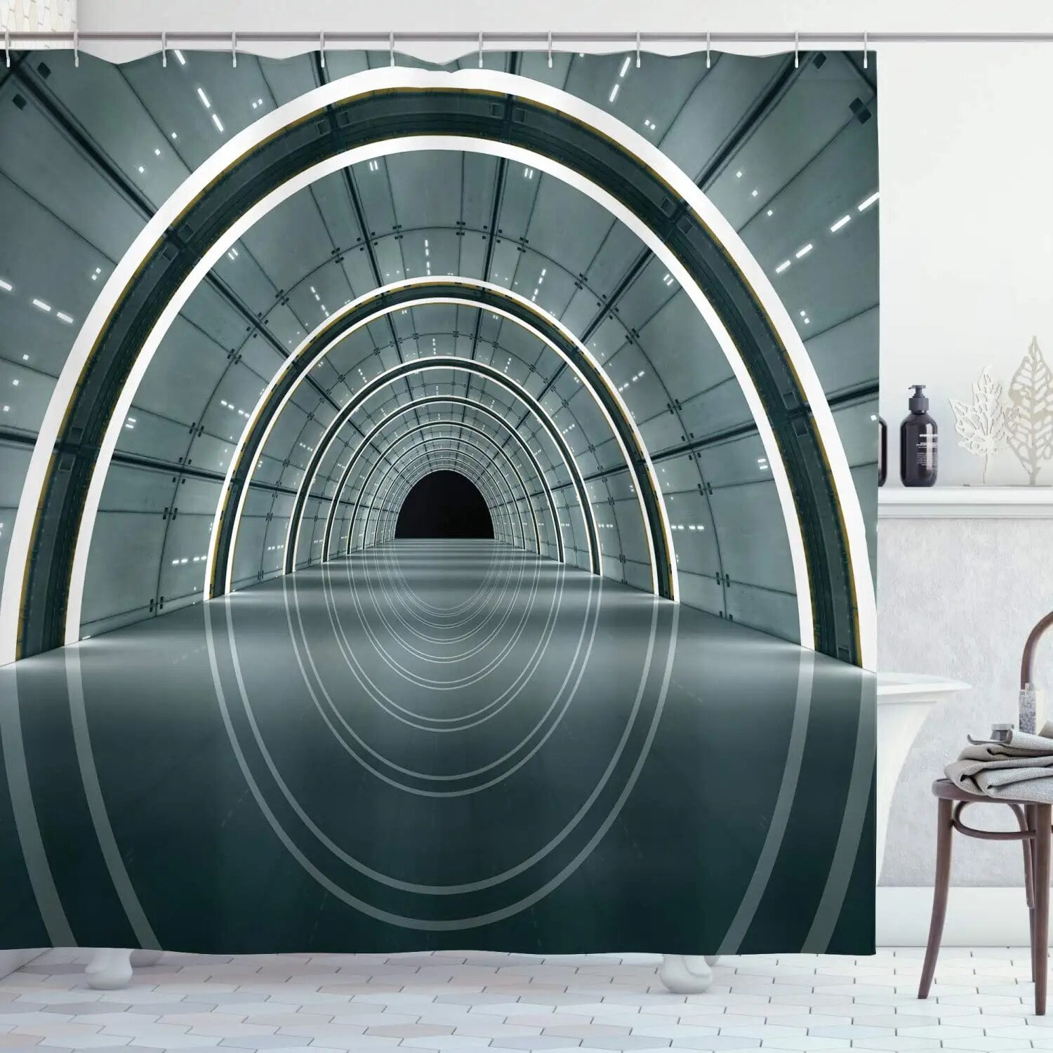 Outer Space Shower Curtain Spaceship Space Station Control Room Science ...