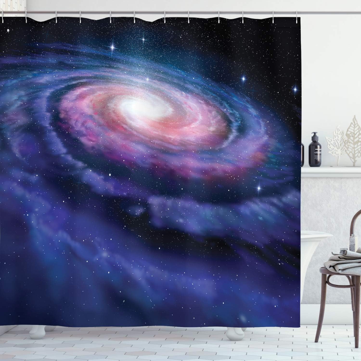 Outer Space Shower Curtain, Spiral Cosmic Energy with Dark Nebula Cloud ...
