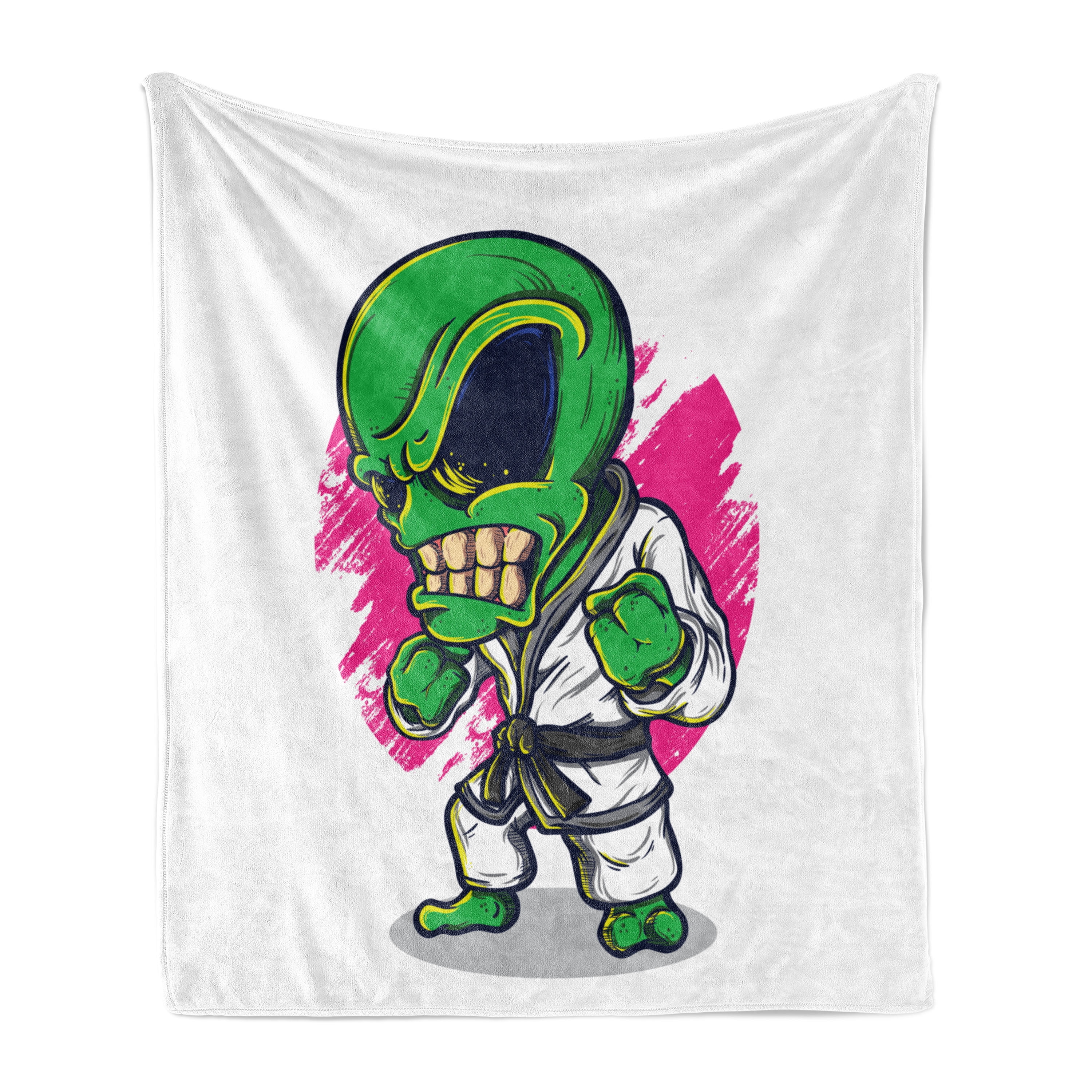 Outer Space Soft Flannel Fleece Blanket, Alien Warrior Practicing ...