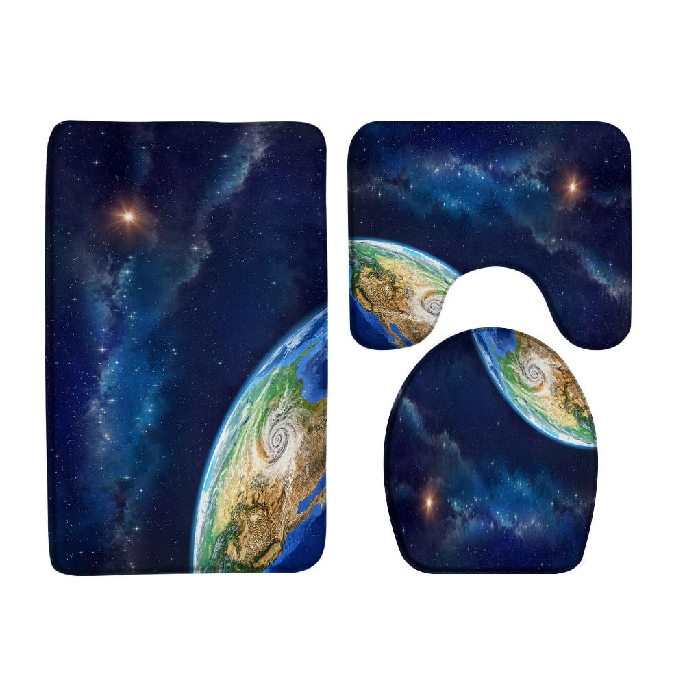 Outer Space Starry Sky Bathroom Set Shower Curtain Planet Earth in ...