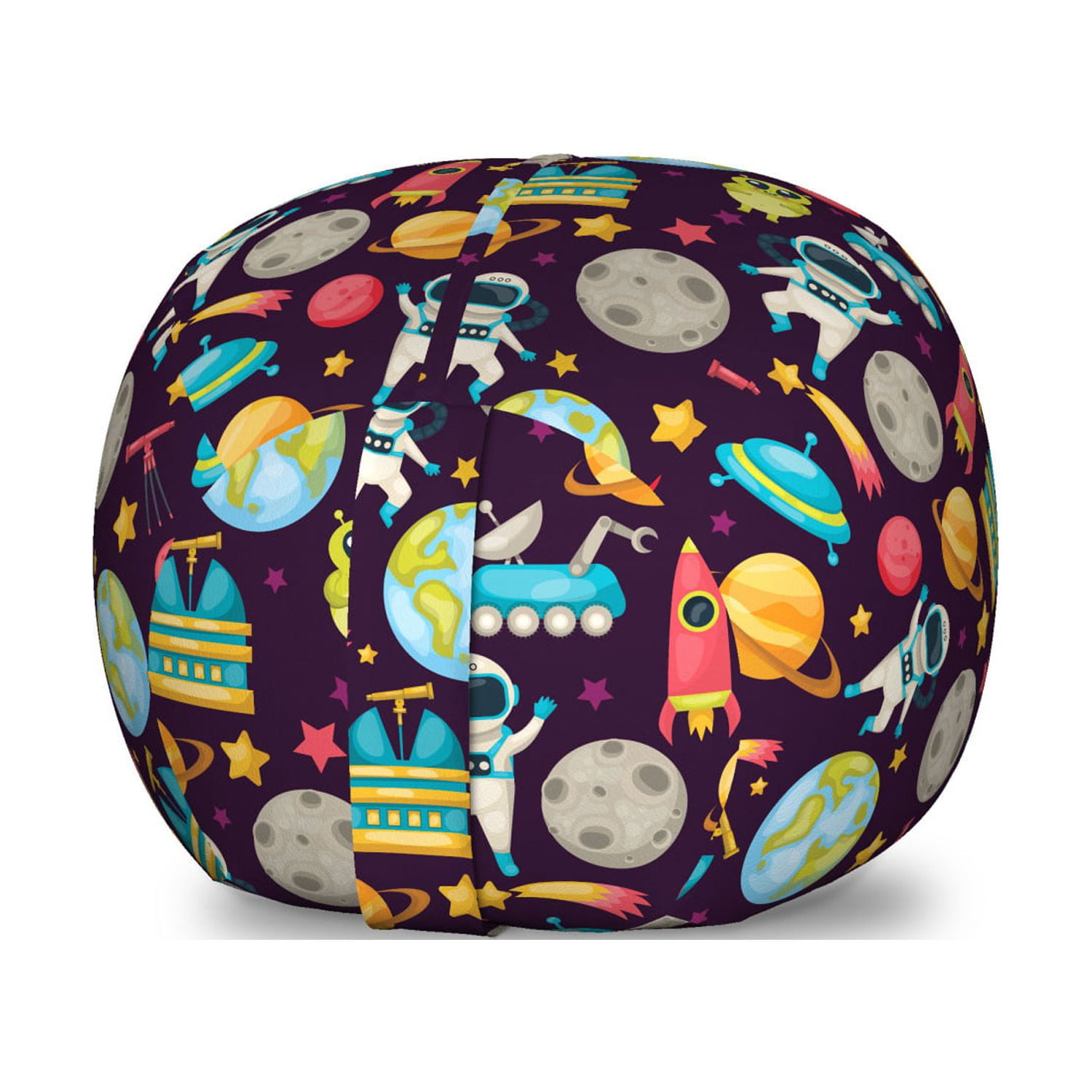 Outer Space Storage Toy Bag Chair, Galaxy Party Pattern Ufo Aliens ...