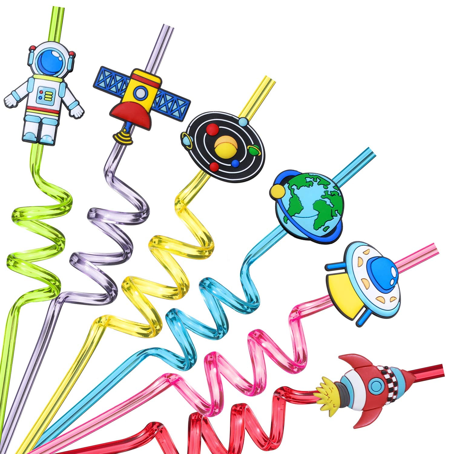 Outer Space Straws Party Favors for AIS1 Theme Birthday Party Supplies ...
