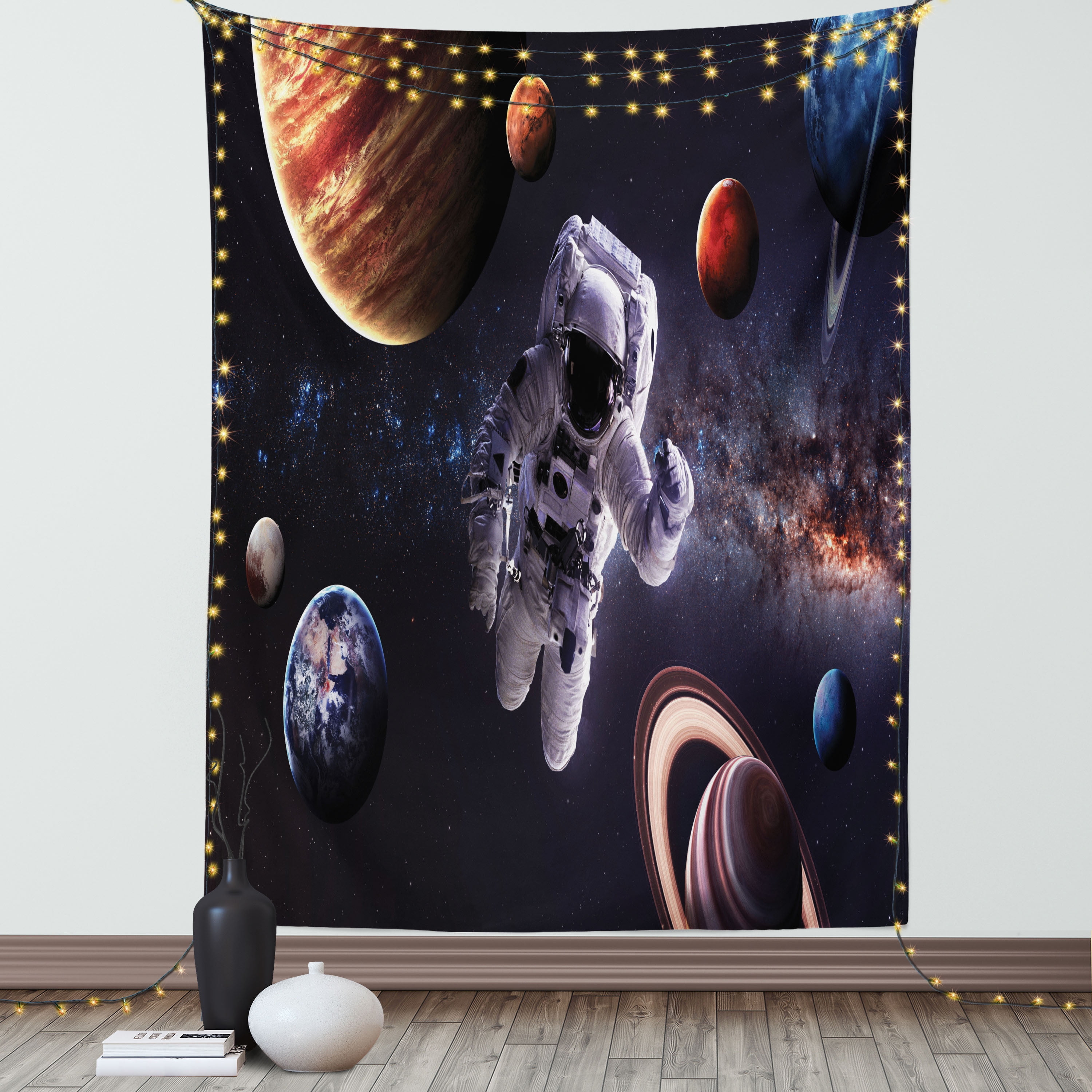 Outer Space Tapestry, Astronaut Between Planets Mars Neptune Jupiter ...