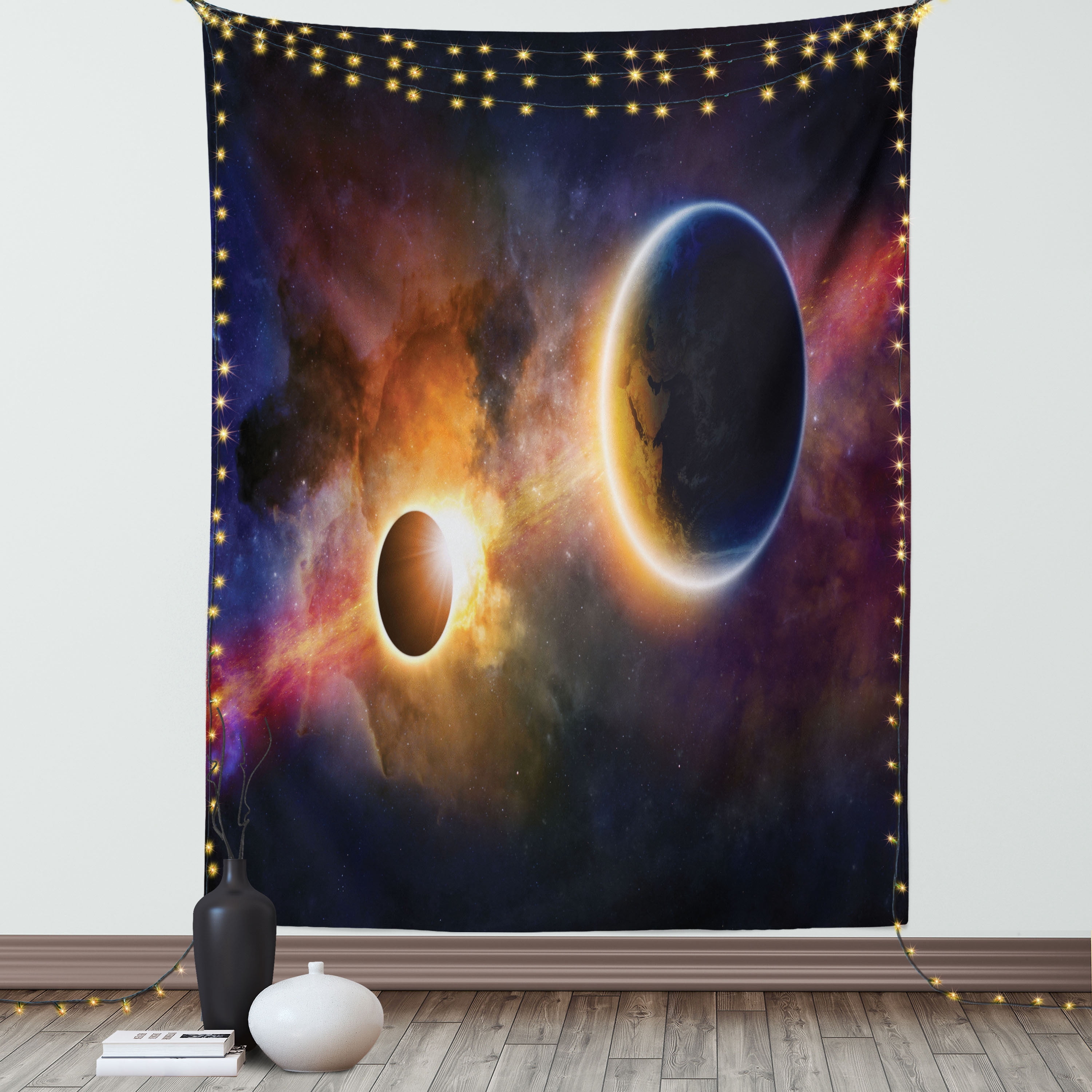 Outer Space Tapestry, Planet in Milky Way Dark Nebula Gas Cloud ...