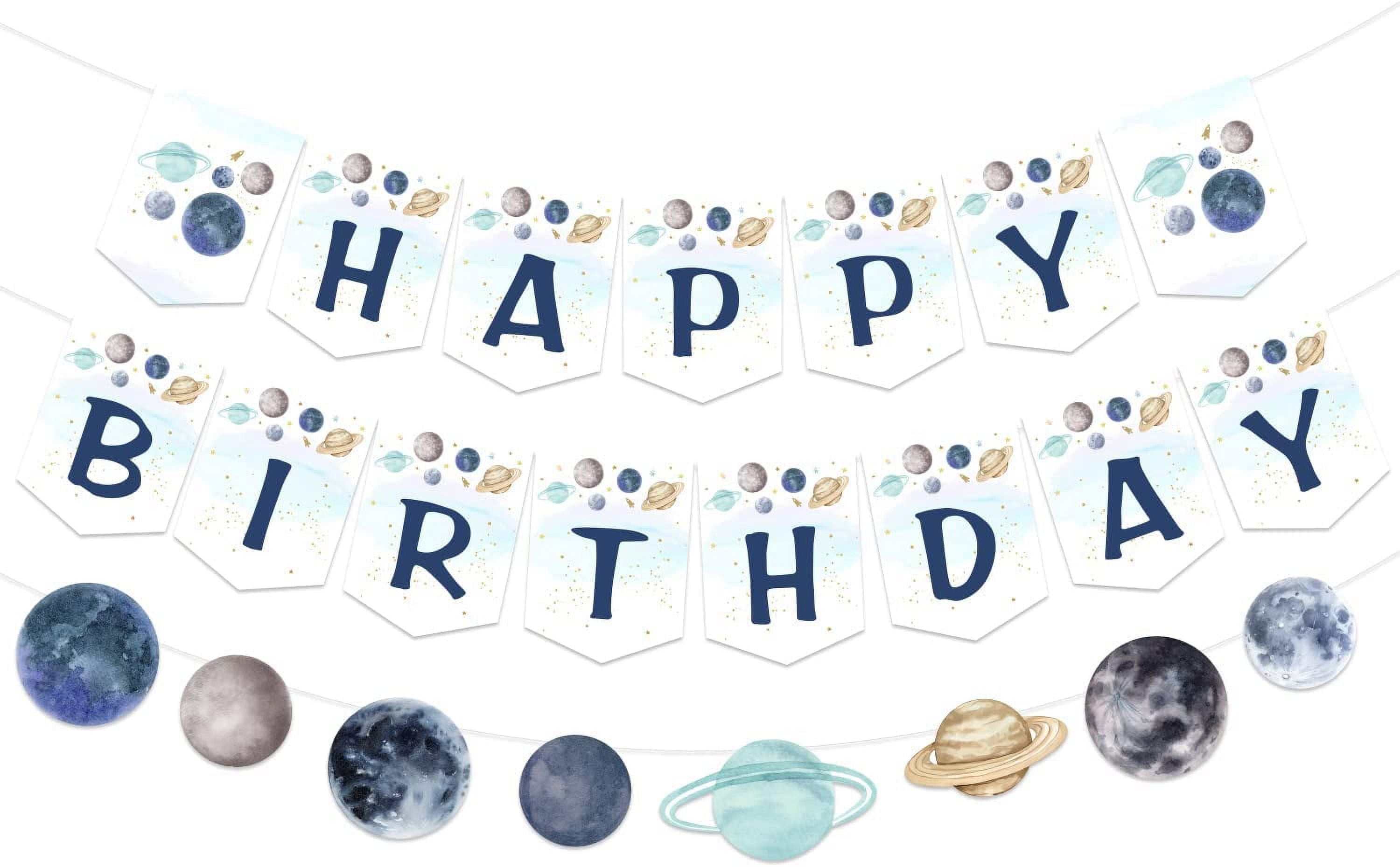 Outer Space Theme Birthday Banner Garland for Boy, First Trip Around ...