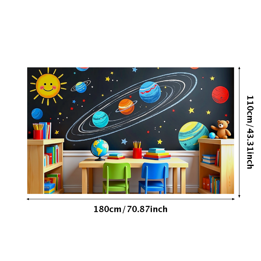 Outer Space Themed Colorful Backdrop Banner with Planets Stars and Sun ...