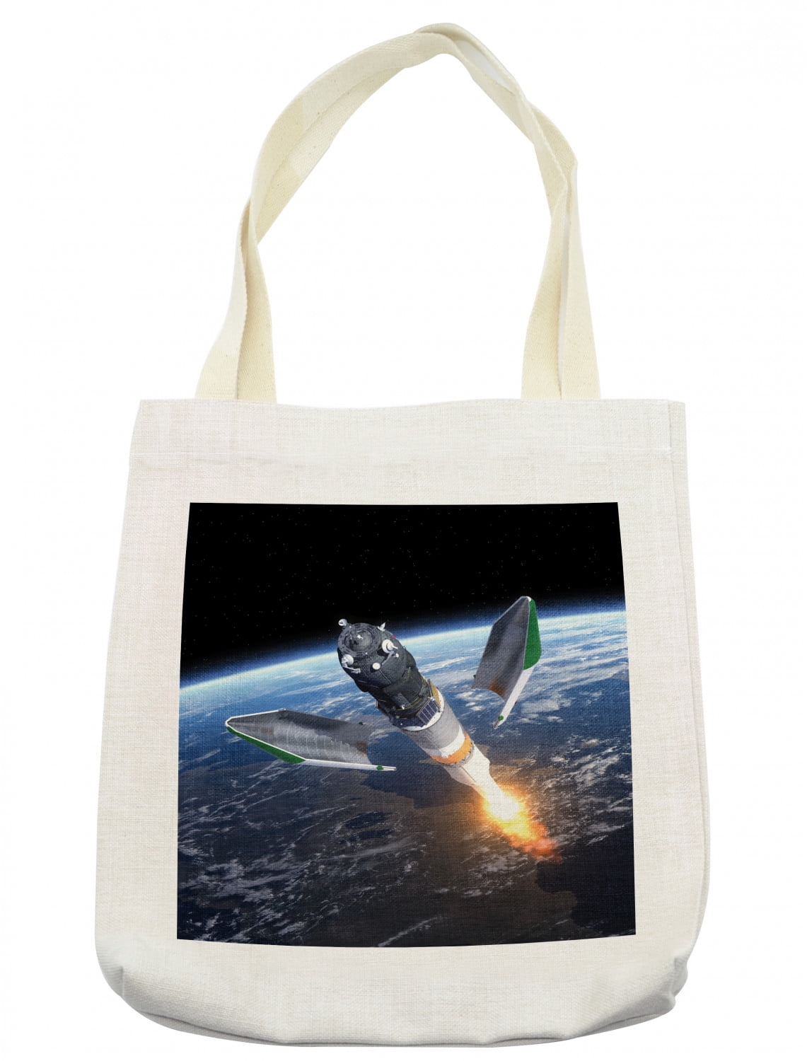 Outer Space Tote Bag, Launch of Cargo Spacecraft in Progress Rocket ...