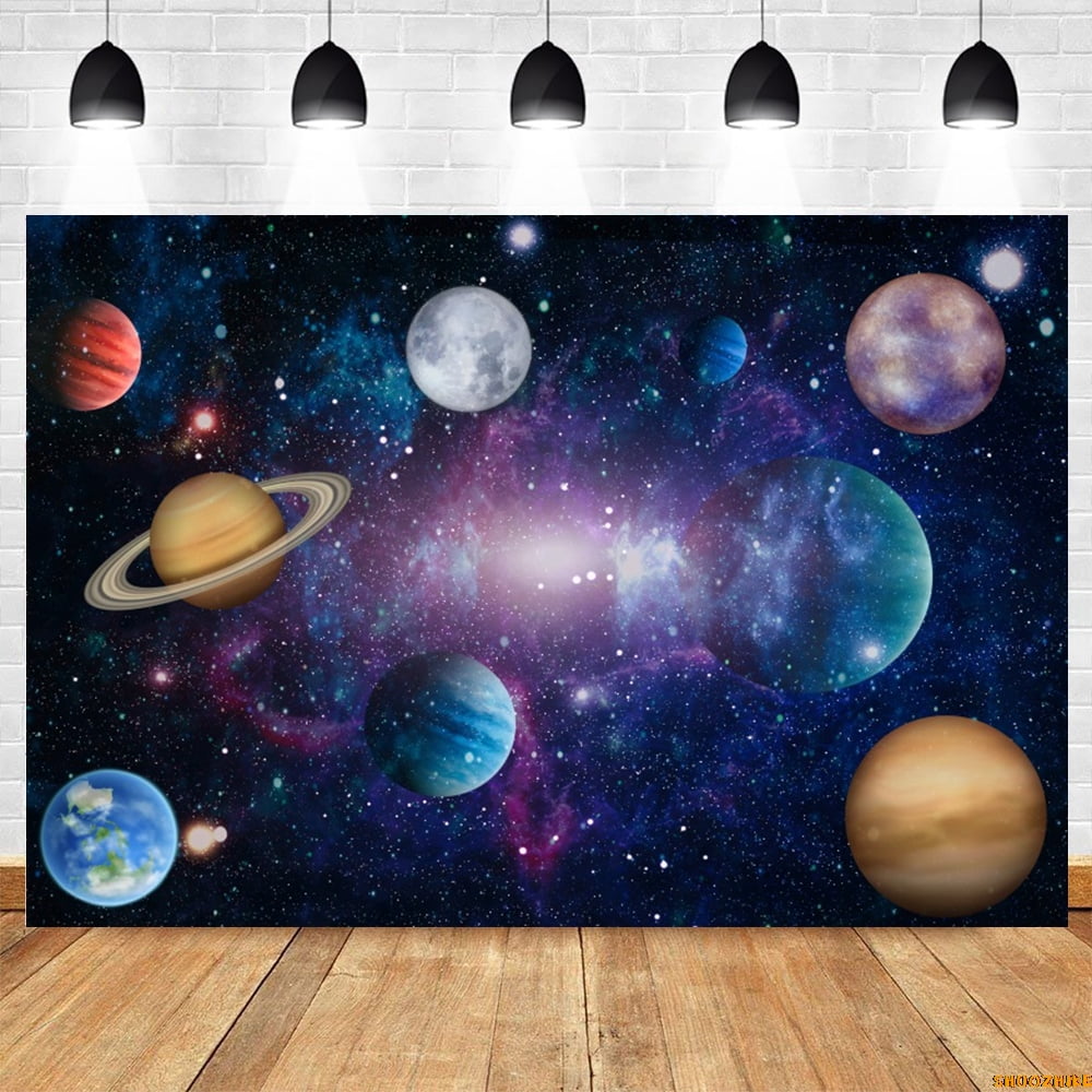 Outer Space Universe Planet Backdrop Starry Galaxy Baby Shower Childr ...