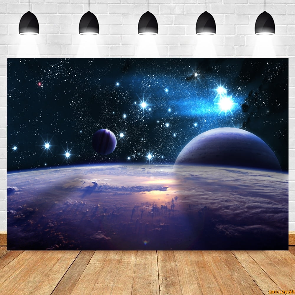 Outer Space Universe Planet Backdrop Starry Galaxy Baby Shower Childr ...