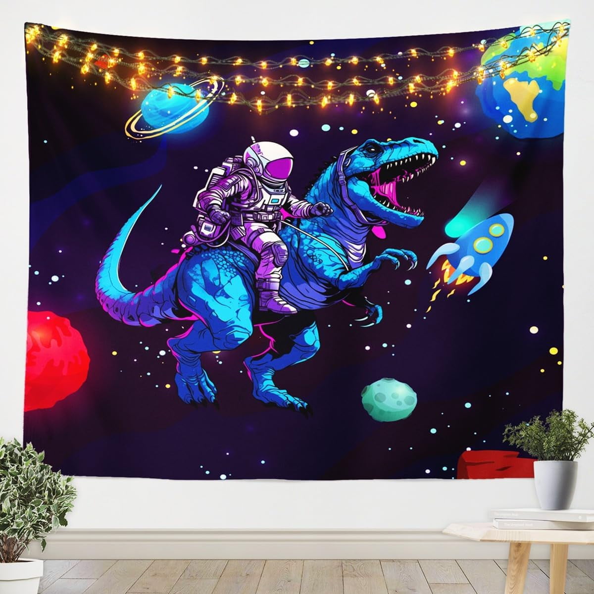 Outer Space Wall Blanket Astronaut Rocket Wall Hanging Galaxy Cosmonaut ...