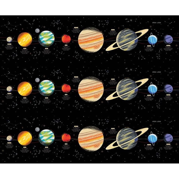 Outer Space by NASA Solar System Black Panel Cotton Fabric - Walmart.com