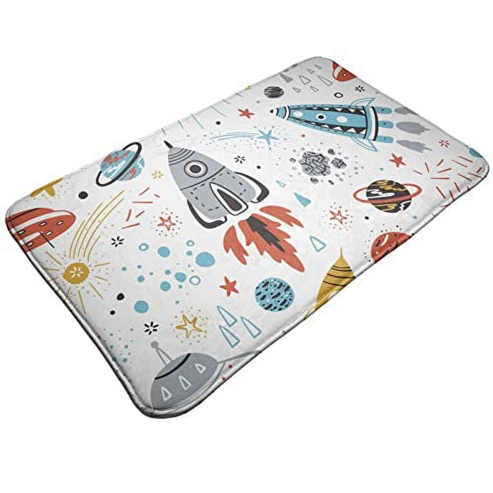 Outer Spaceship Rockets Planet Galaxy 1 Door Mat 30 x 18 Inch Sponge ...