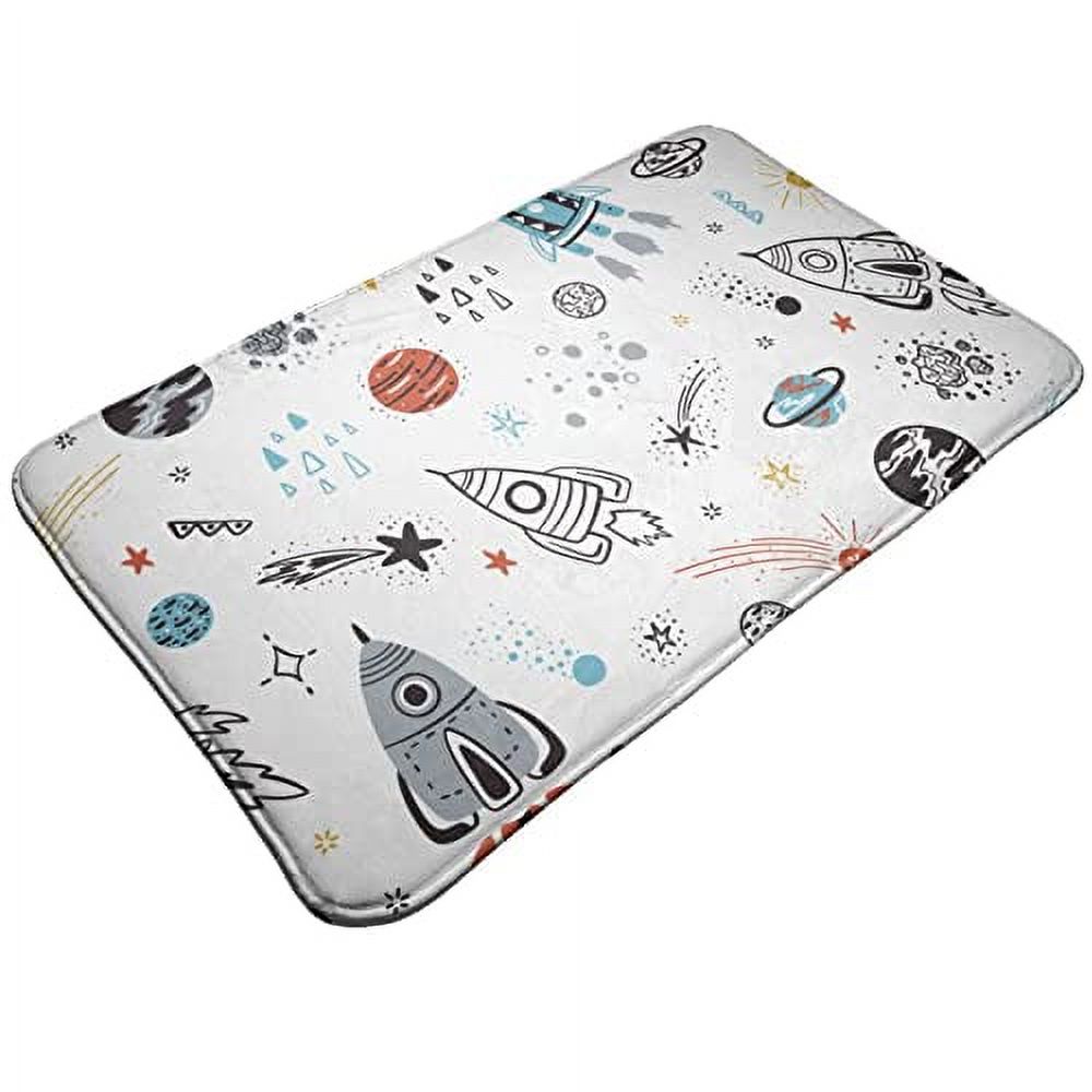Outer Spaceship Rockets Planet Galaxy Door Mat 30 x 18 Inch Sponge ...