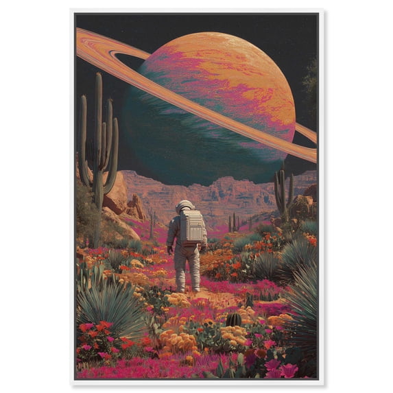 Outer World Desert Canvas Print Retro Wall Decor by Notoriart, White ...