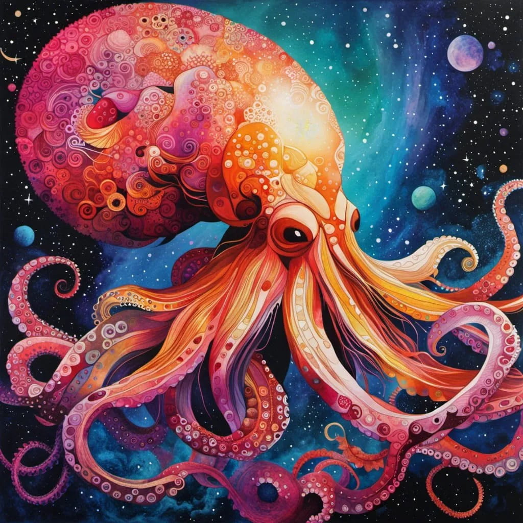 Outer space octopus adult 1000 pieces of wooden puzzle, challenging ...
