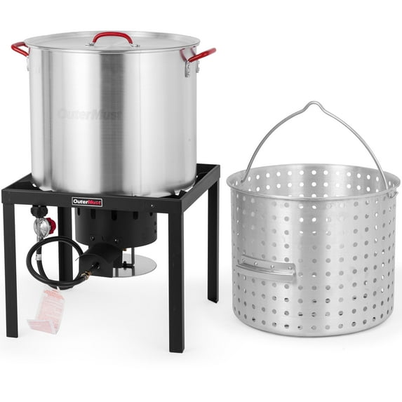 OuterMust 80 Qt. Crawfish Boiler Crab Boil Pot and Burner 110,000 BTU ...