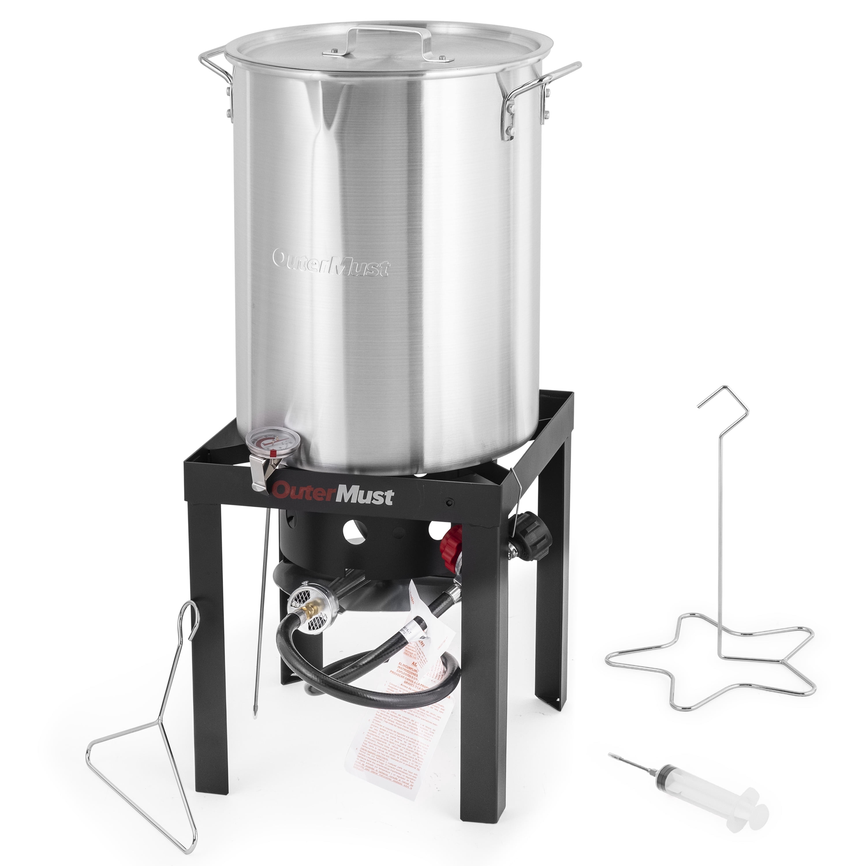 OuterMust Aluminum Turkey Fryer Pot with Oil Bags and 50,000 BTU ...