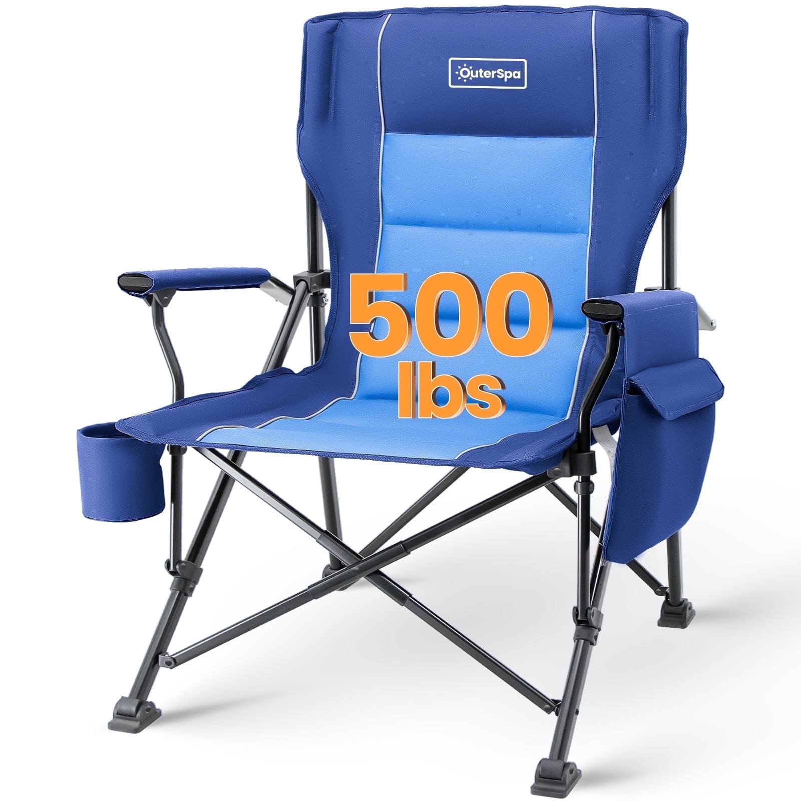 OuterSpa Big and Tall Camping Chair, Heavy Duty 500 lbs Capacity ...