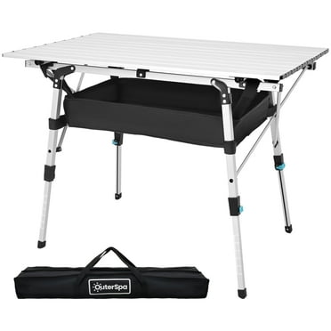 Heavy-Duty Roll-Top Table for Camping (Large) - Portable Aluminum-Top ...