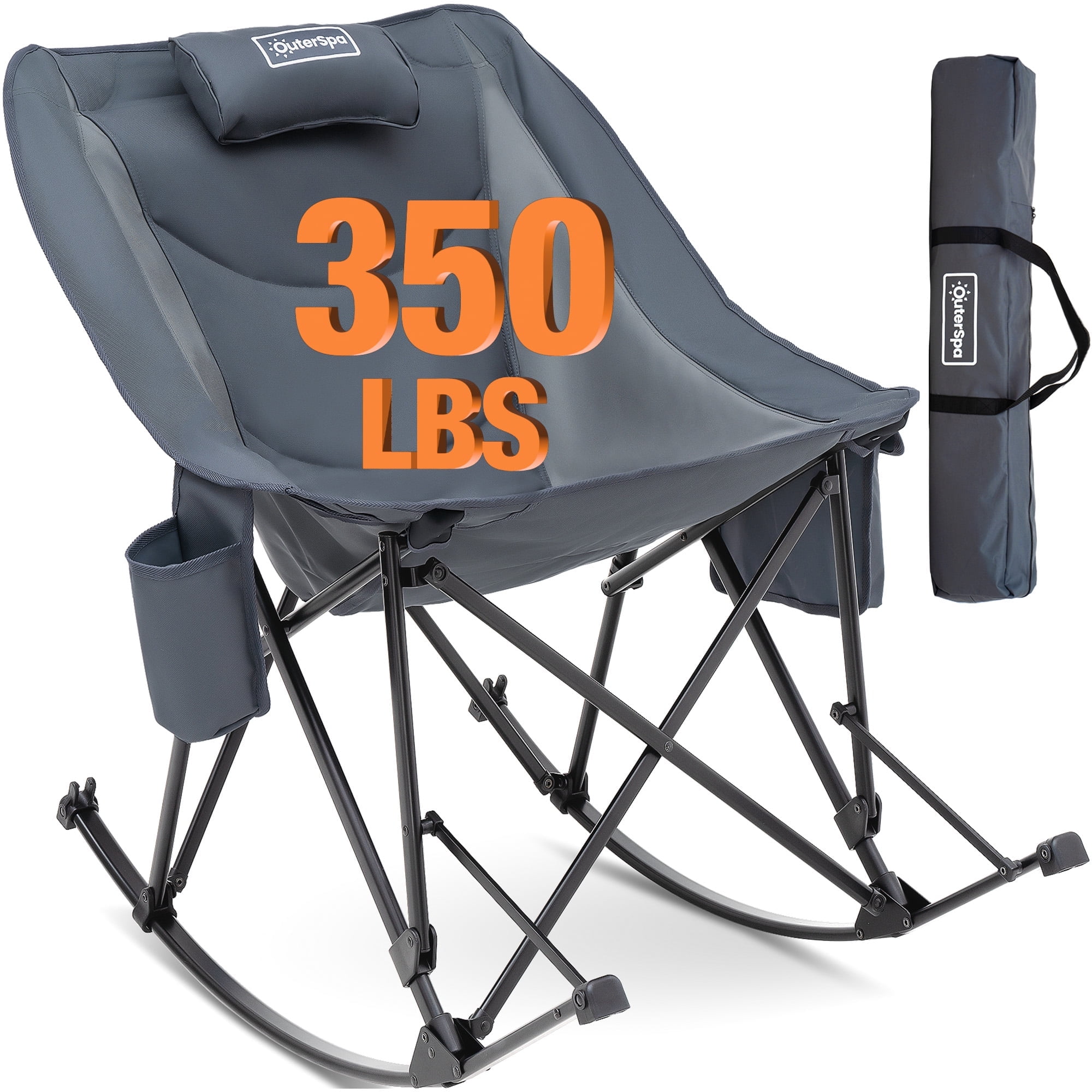 OuterSpa Rocking Camping Chair, Heavy Duty, High Back Oversized ...