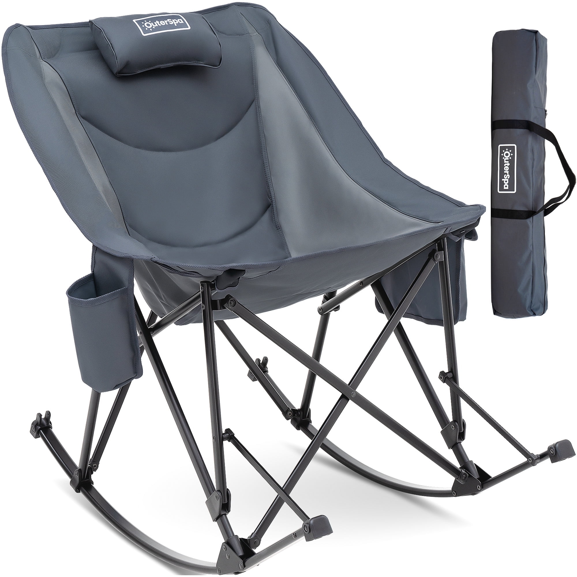 OuterSpa Rocking Camping Chair, Heavy Duty, High Back Oversized ...