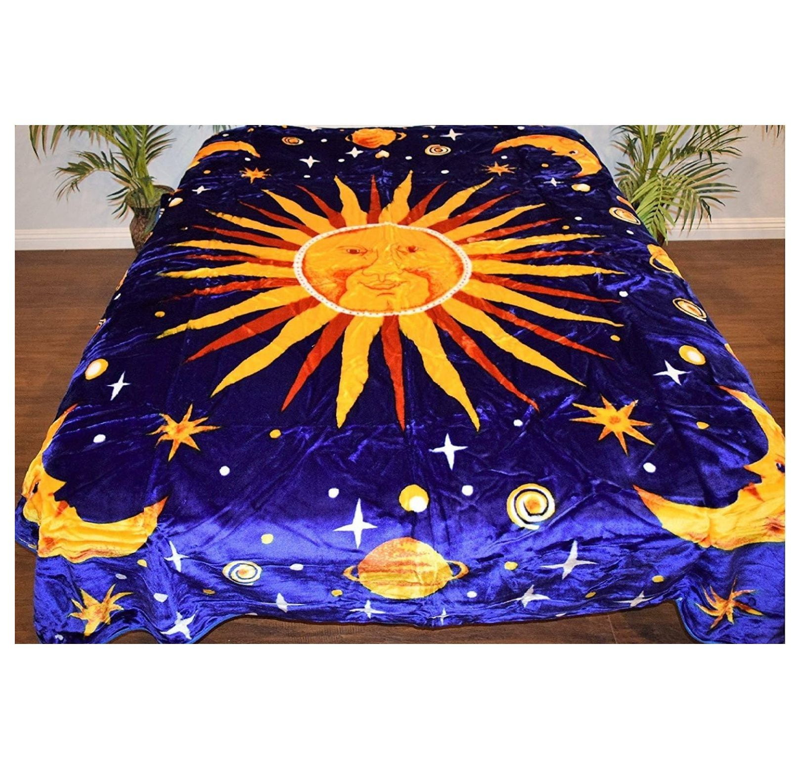 Outerspace Cosmo Sun Moon Stars Blue Luxury Super Soft Medium Weight ...