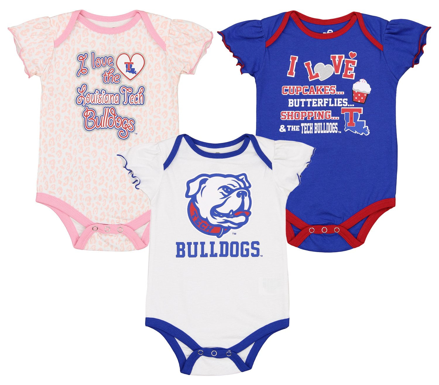 Outerstuff NCAA Infant Girls Louisiana Tech Bulldogs Three Piece ...