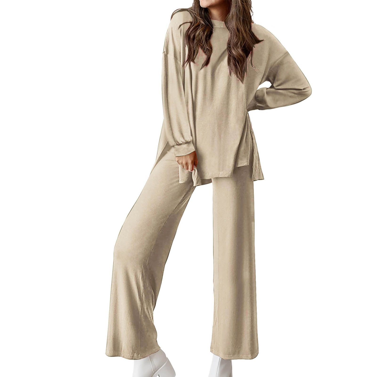 Outfit Sets Women Clearance Deals Women's Fashion Casual Solid Color ...