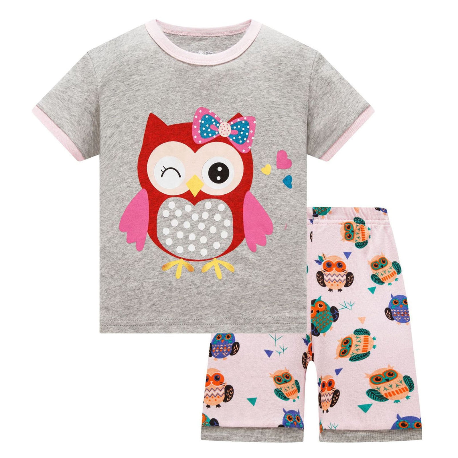 Outfit Sets for Boys Short Sleeve Shorts With Print Round Neck Elastic ...