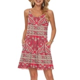 OutfitShow Women Summer Spaghetti Strap V-Neck Loose Beach Cover Up ...