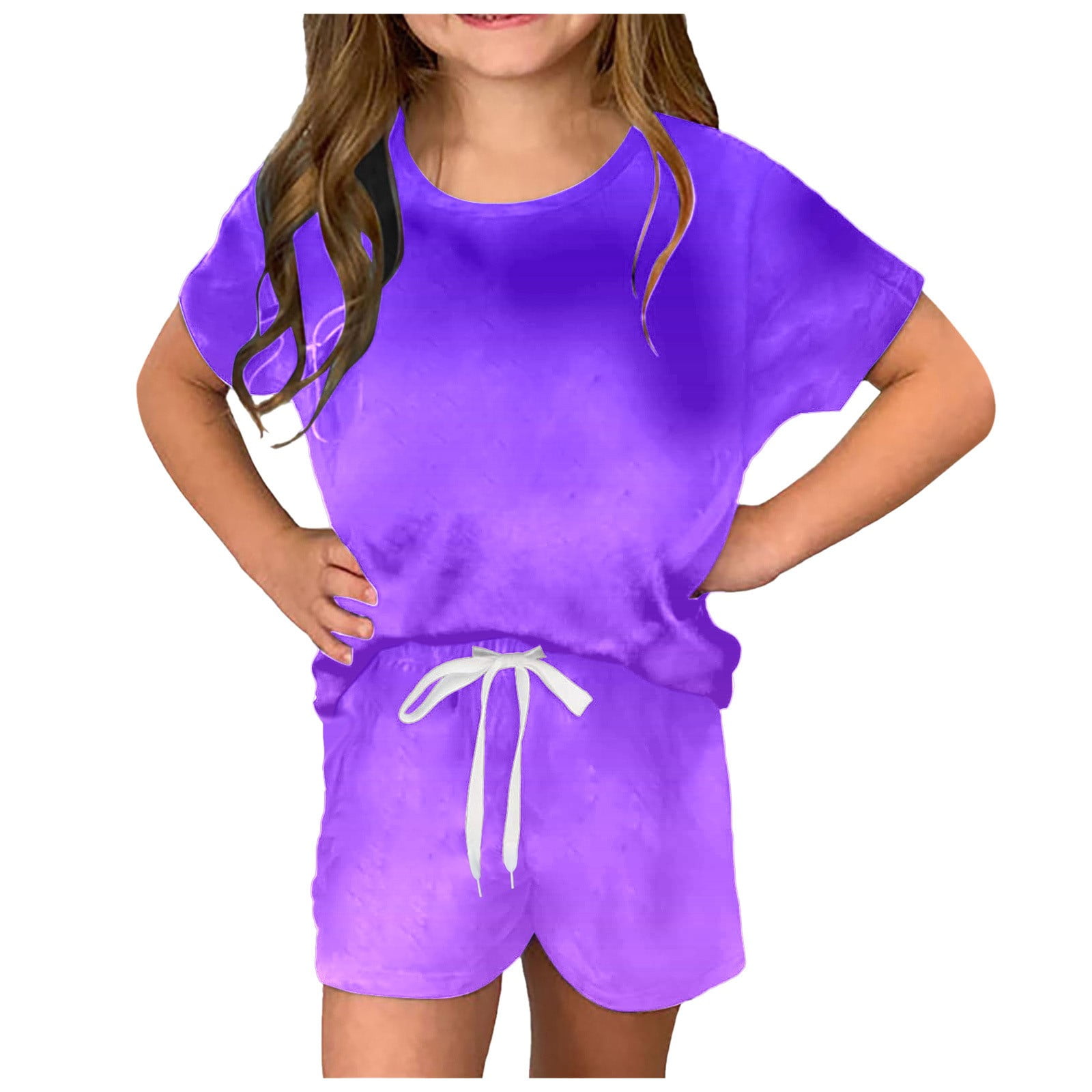 Outfits for Girls 10-12 Girls Summer T Shirt And Shorts Set With Side ...