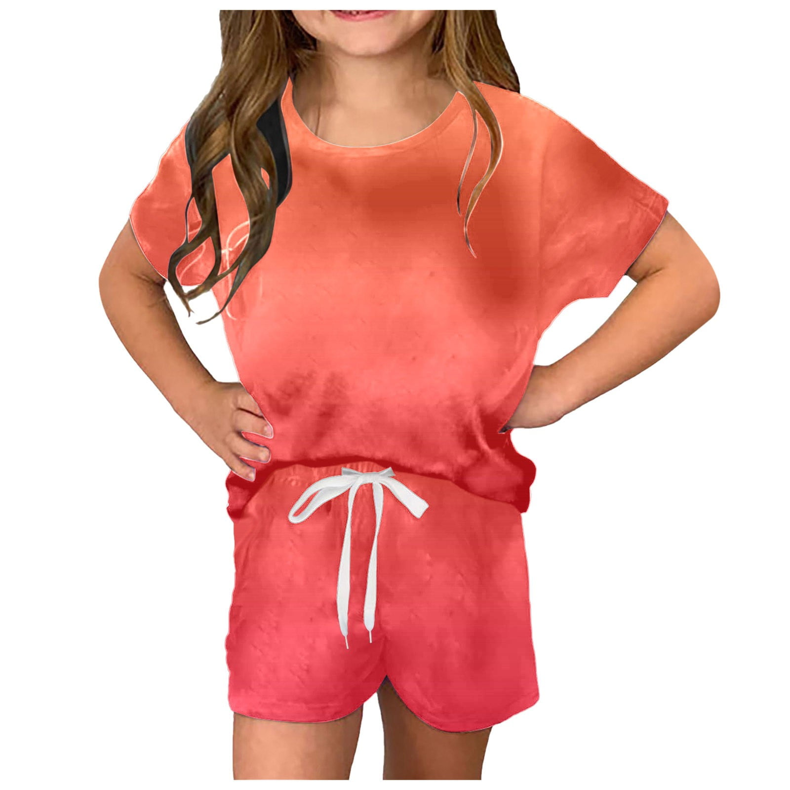 Outfits for Girls 10-12 Girls Summer T Shirt And Shorts Set With Side ...