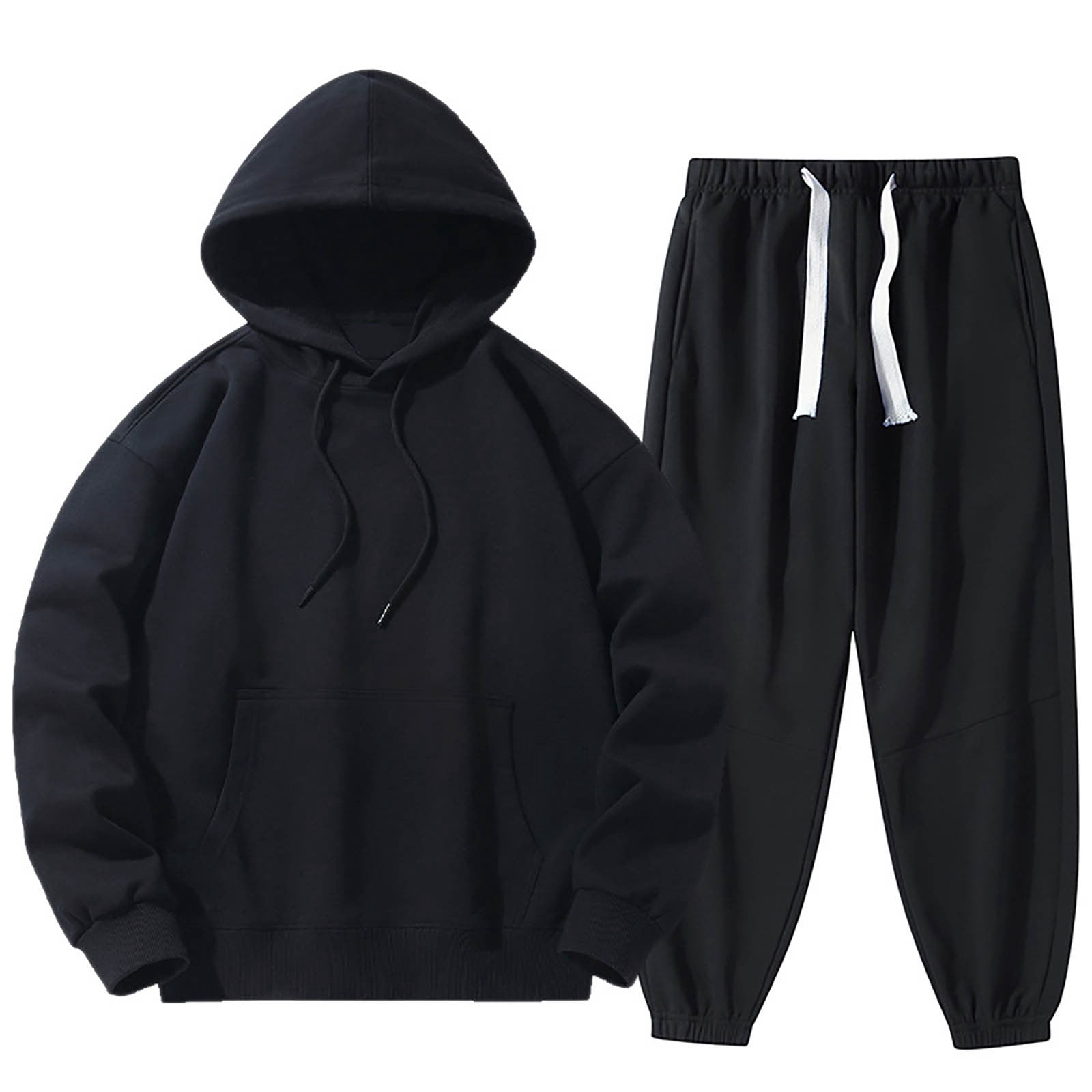 Outfits for Men Male Solid Color Pullover Hooded Sweatshirt With Hooded ...