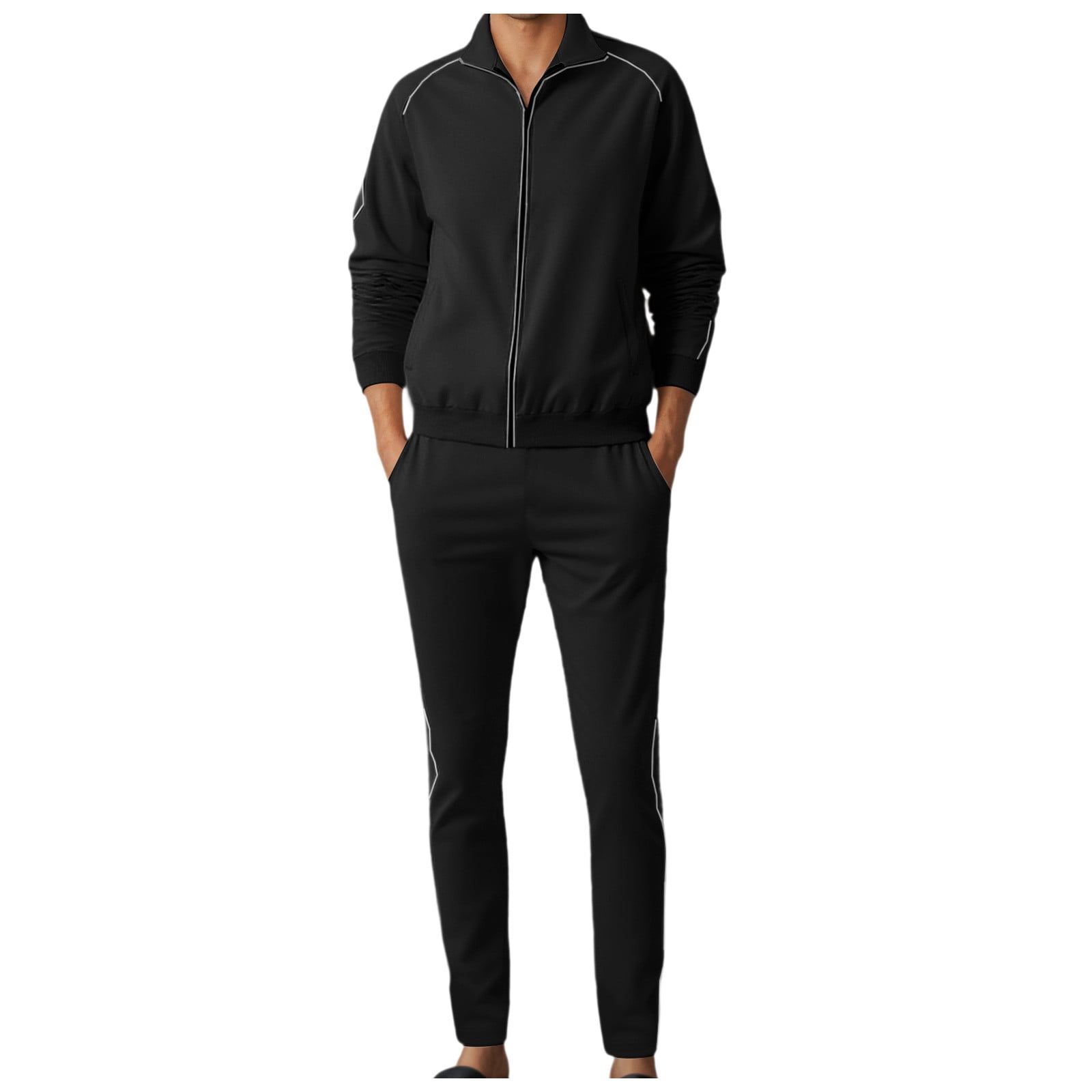 Outfits for Men Men's Autumn And Winter Solid Color Sports Suit With ...