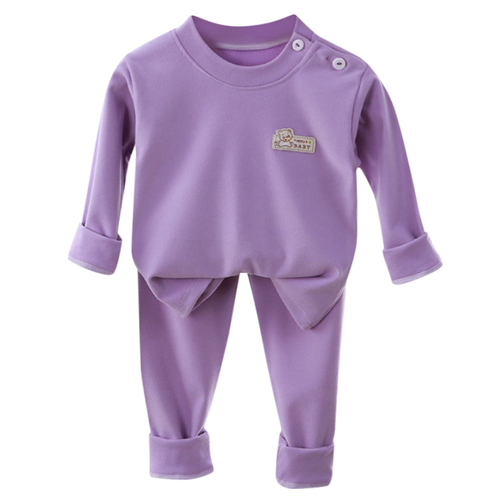 Outfits for Girls 2Pcs Soft Pajamas Soild Long Sleeve Sleepwear ...