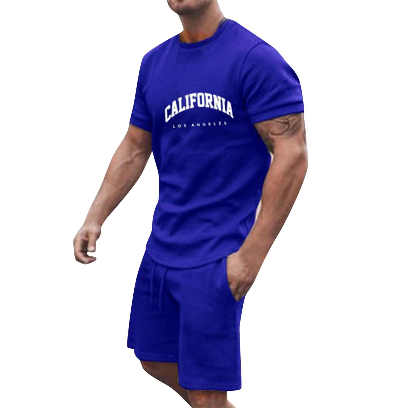 Outfits for Men Fashion Color Block Polo Shirt and Shorts Set Athletic ...