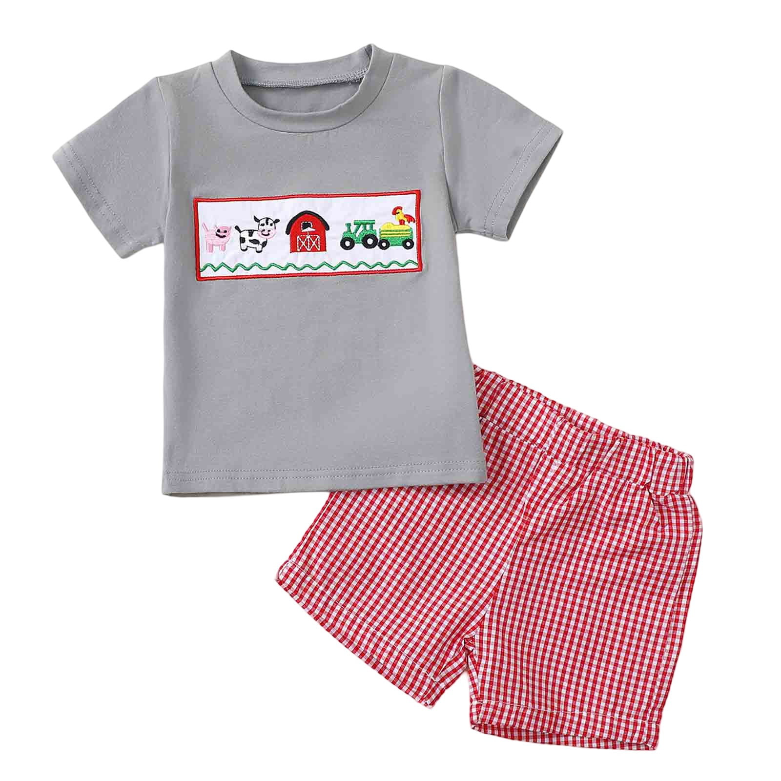Outfits for Toddler Boys Baby Summer Short Sleeve Crew Neck Cartoon ...