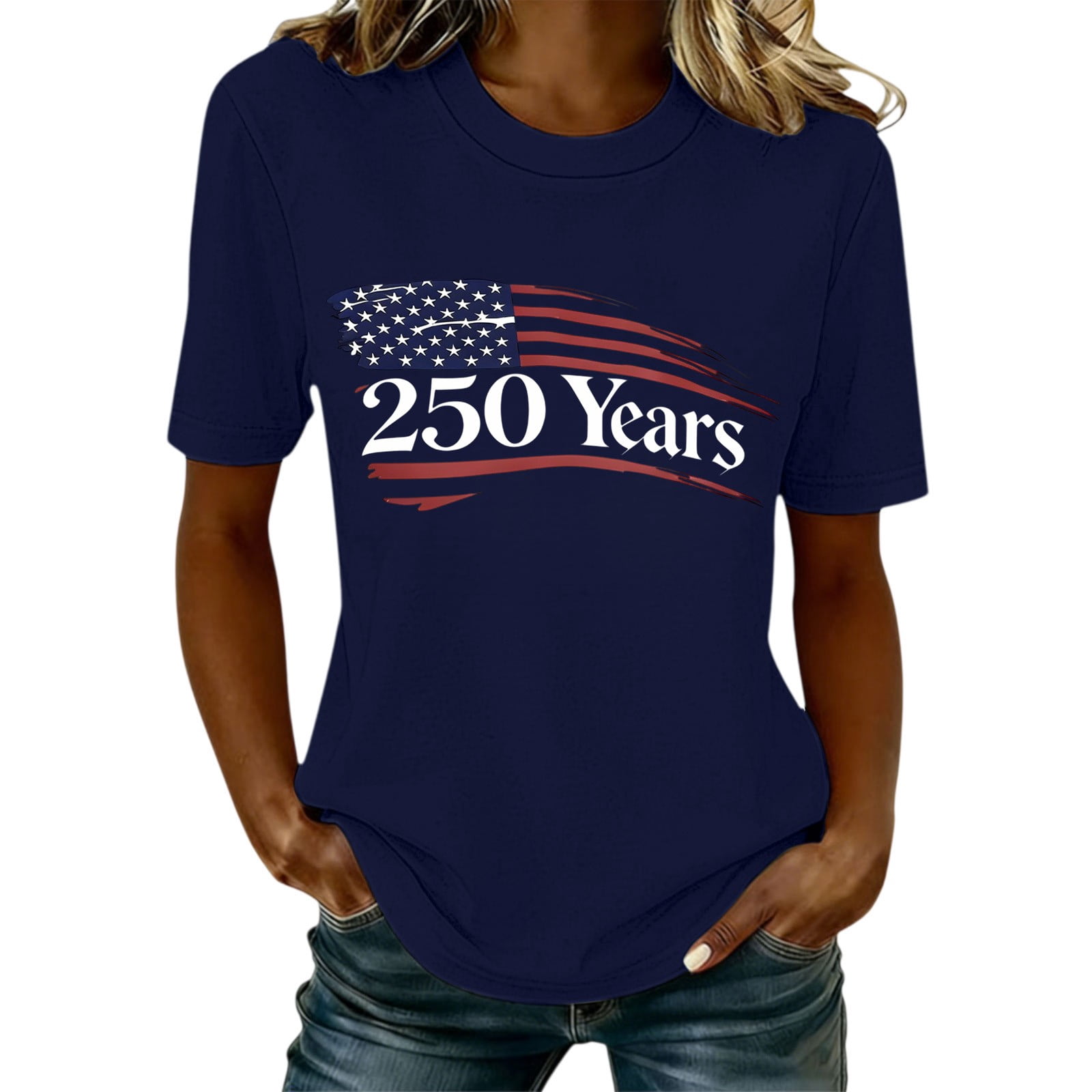 Outfmvch American Flag Shirts Graphic Tee T Shirts for Women Graphic ...