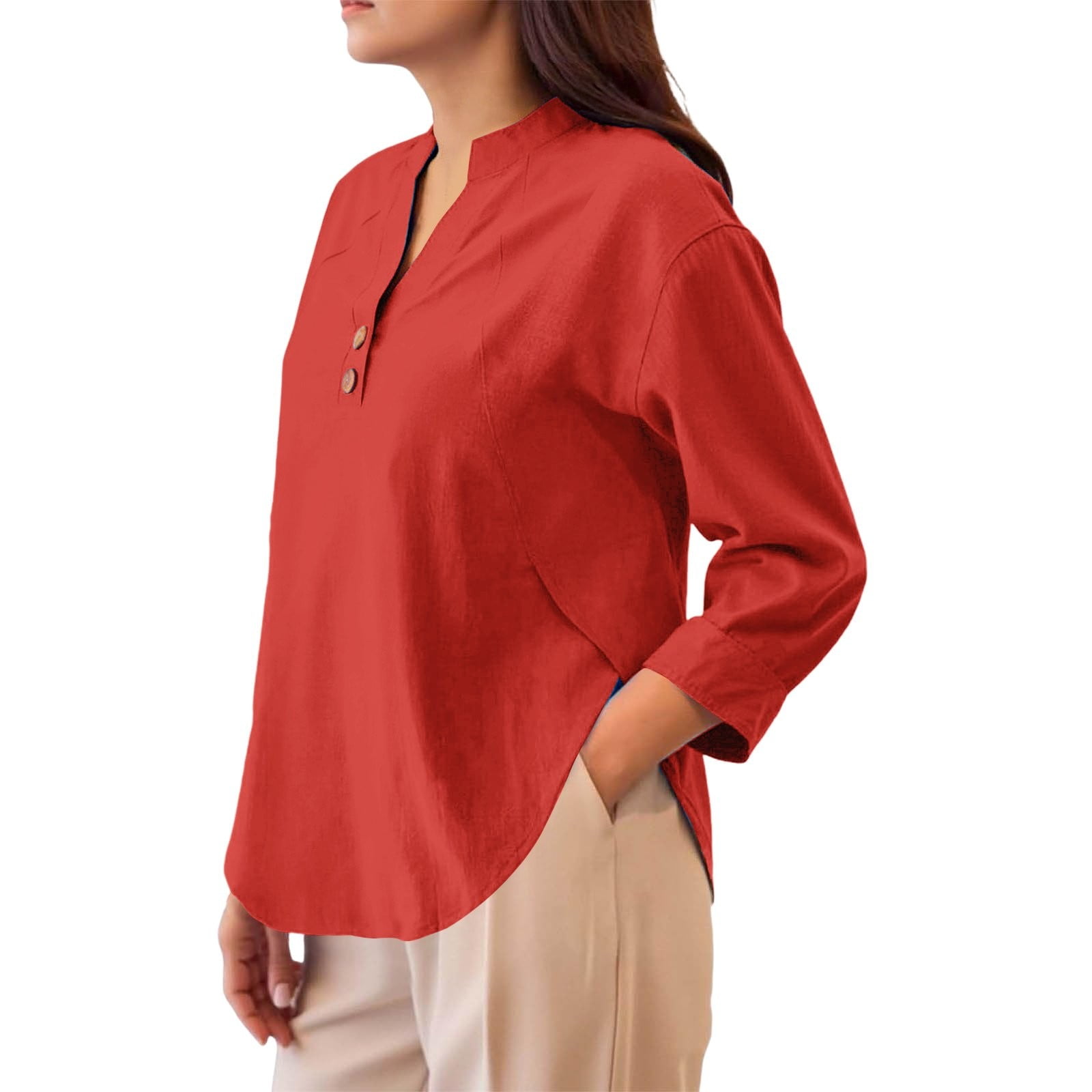 Outfmvch Linen Long Sleeve Shirt Women Summer Linen Tops Linen Shirts ...