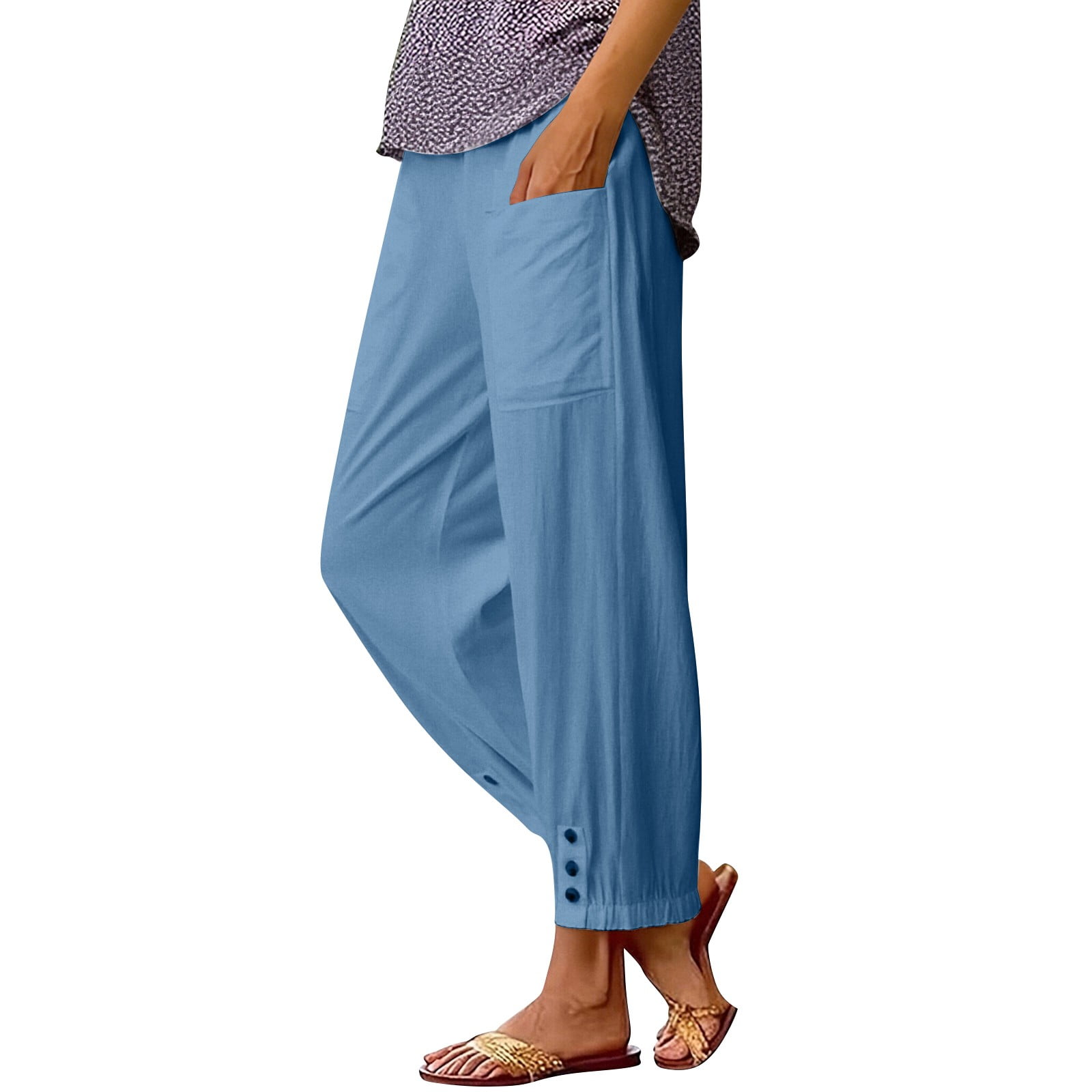 Outfmvch Linen Pants Women Summer Linen Trousers Plus Size Boho Chic ...