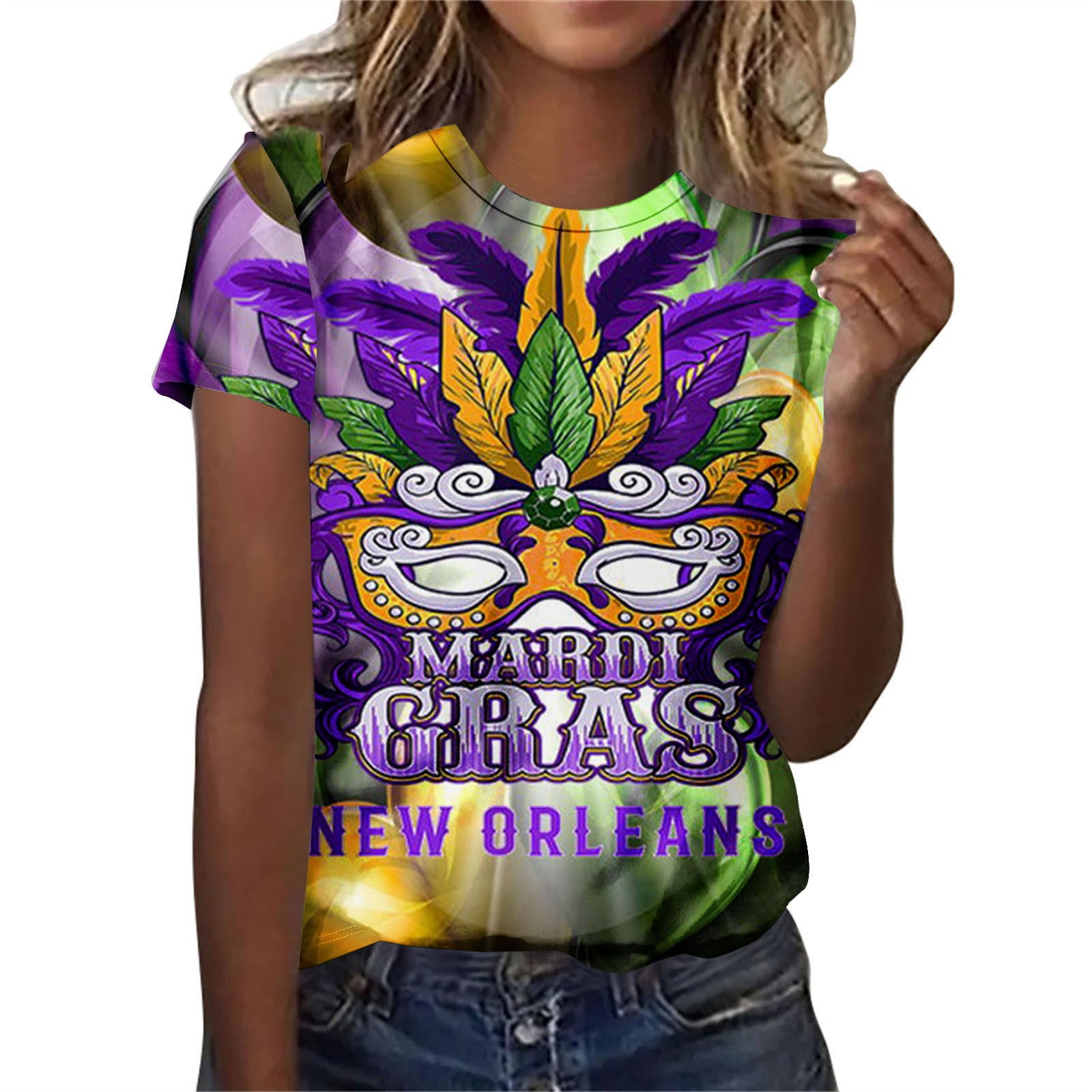 Outfmvch Mardi Gras Shirt Women Masks Graphic T-Shirt mardi gras mask ...