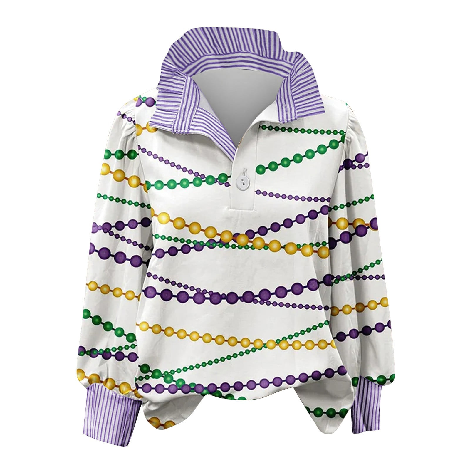 Outfmvch Mardi Gras Shirts for Women 2026 Masquerade Costume Color Bead ...