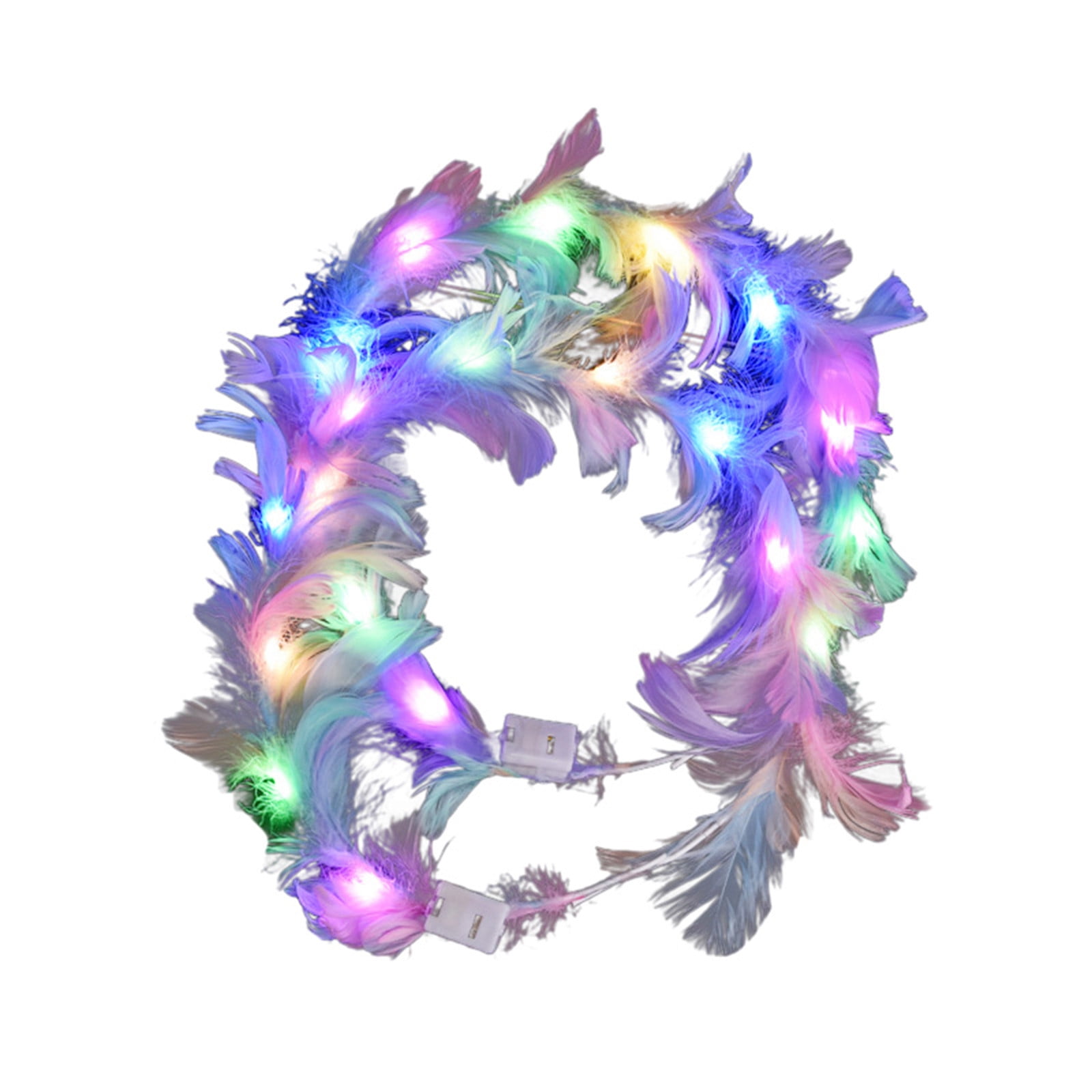 Outfmvch Party Favors Led Lights Luminous Feather Headdress Garland LED ...