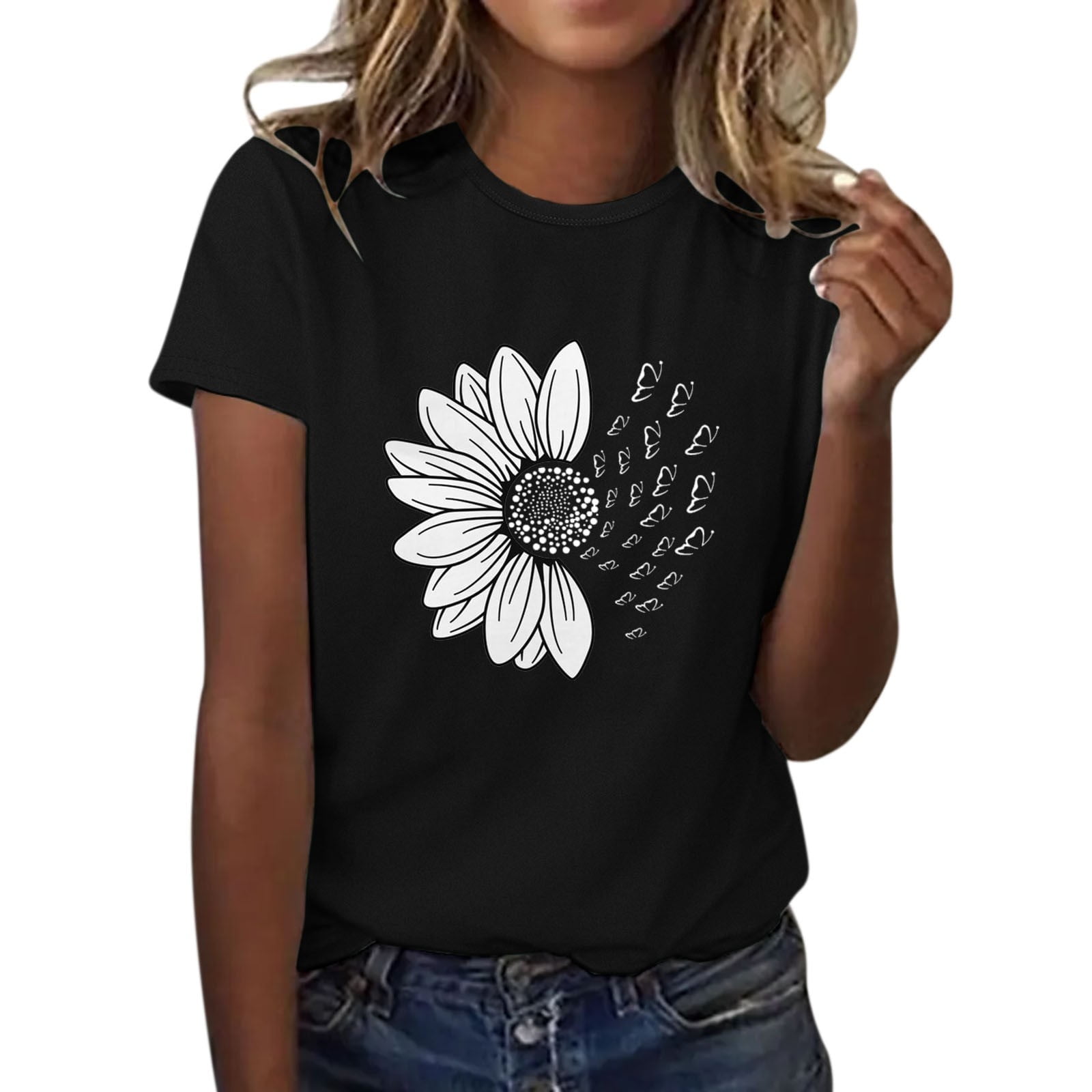 Outfmvch Womens Oversized Summer T Shirt Plus Size Short Sleeve