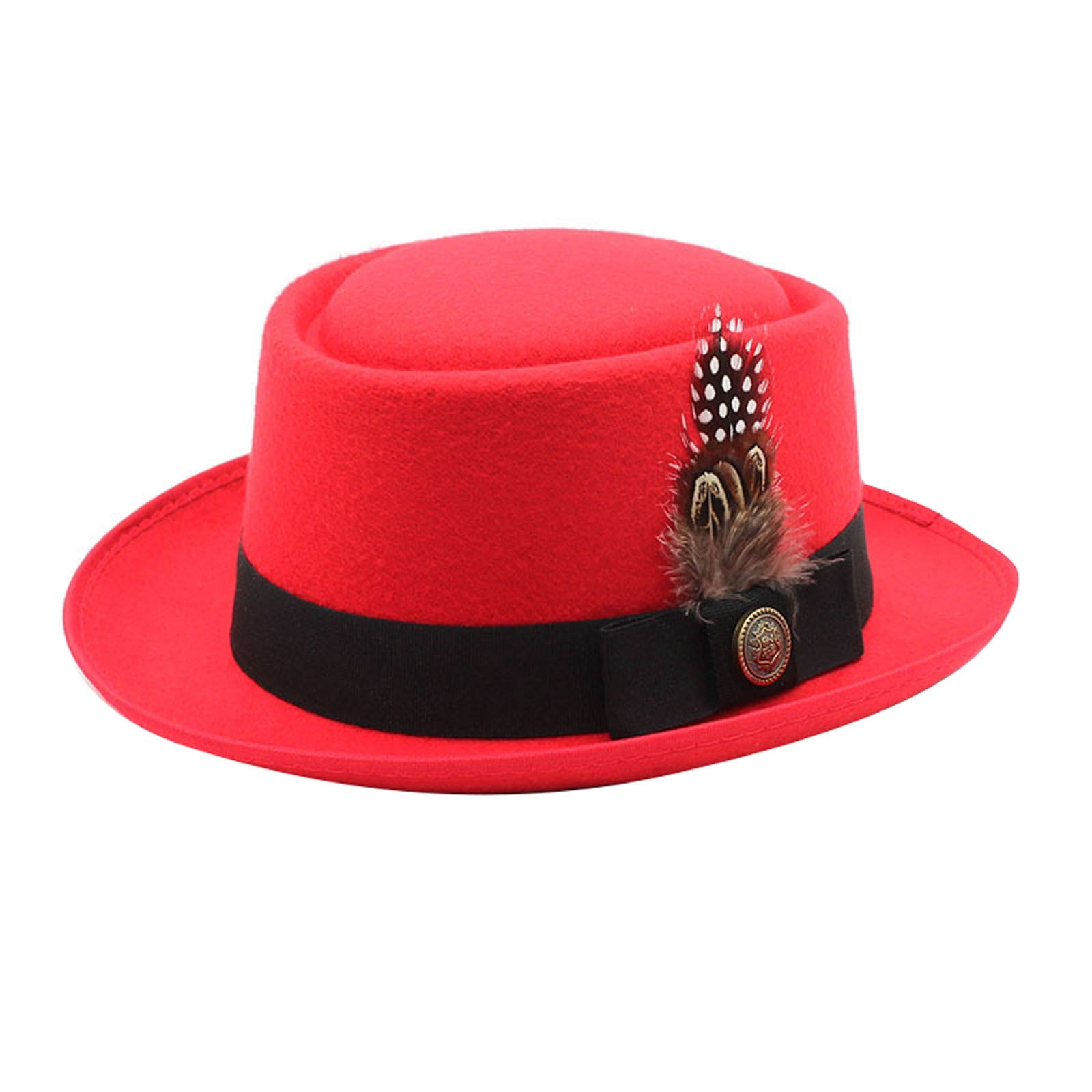 Outfmvch bucket hat Fedora Hat wide brim hats for men Hat Feather ...