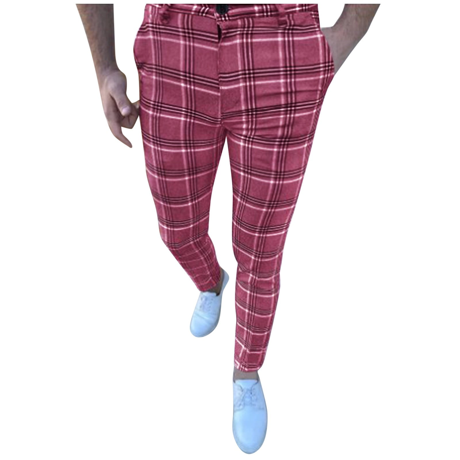 Outfmvch men's pants ed Mid Waist Fit Stretch Dress Pencil Long pants ...