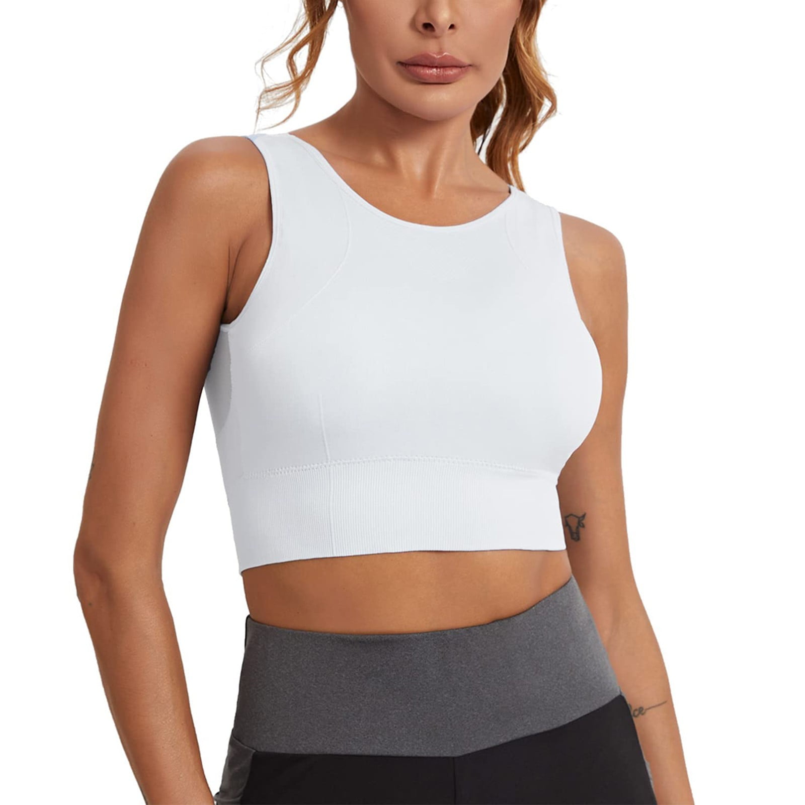 Outfmvch sports bras for women Women's Longline Sports Bra High Impact ...
