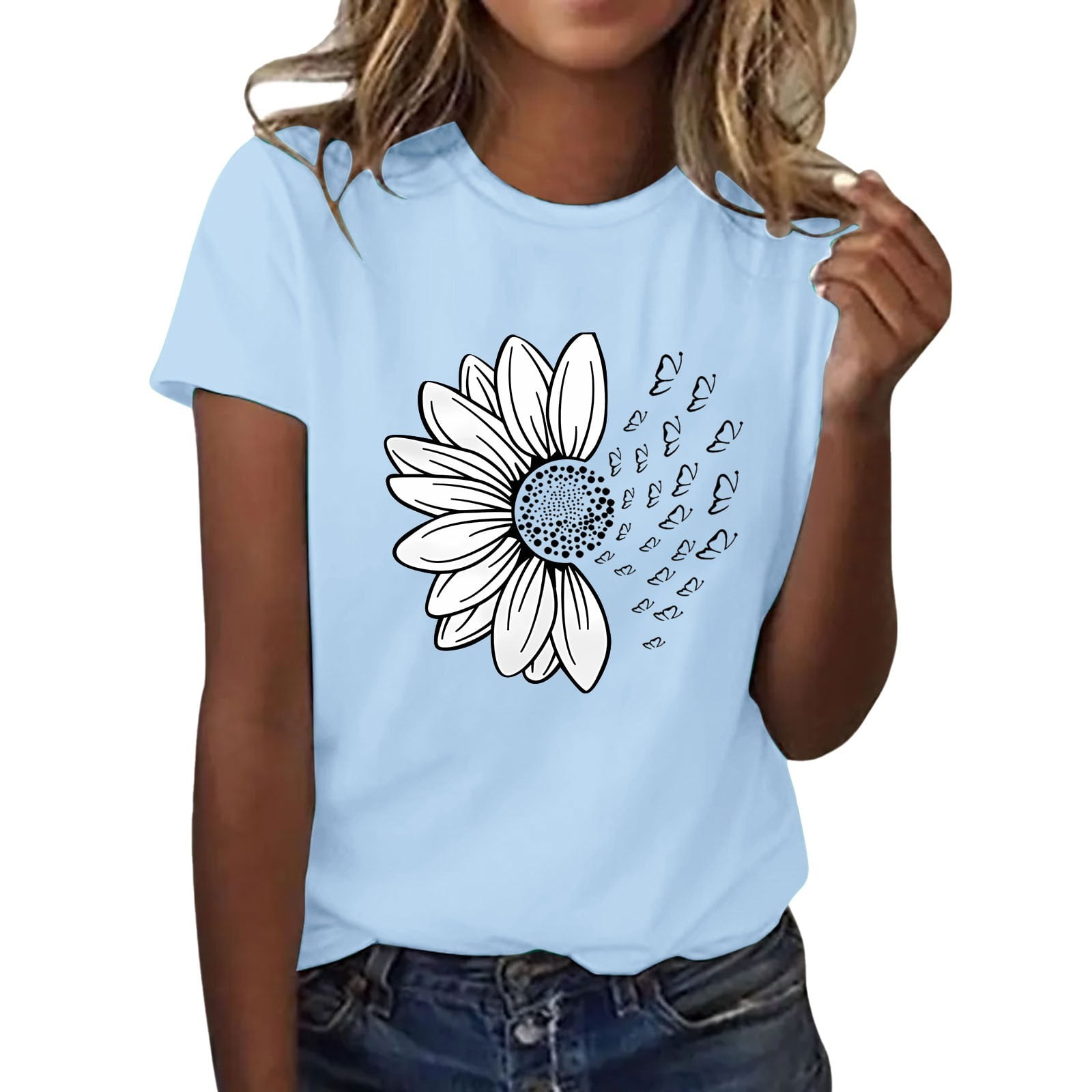 Outfmvch t shirts for women Summer T Shirt Plus Size Loose Girl Short ...
