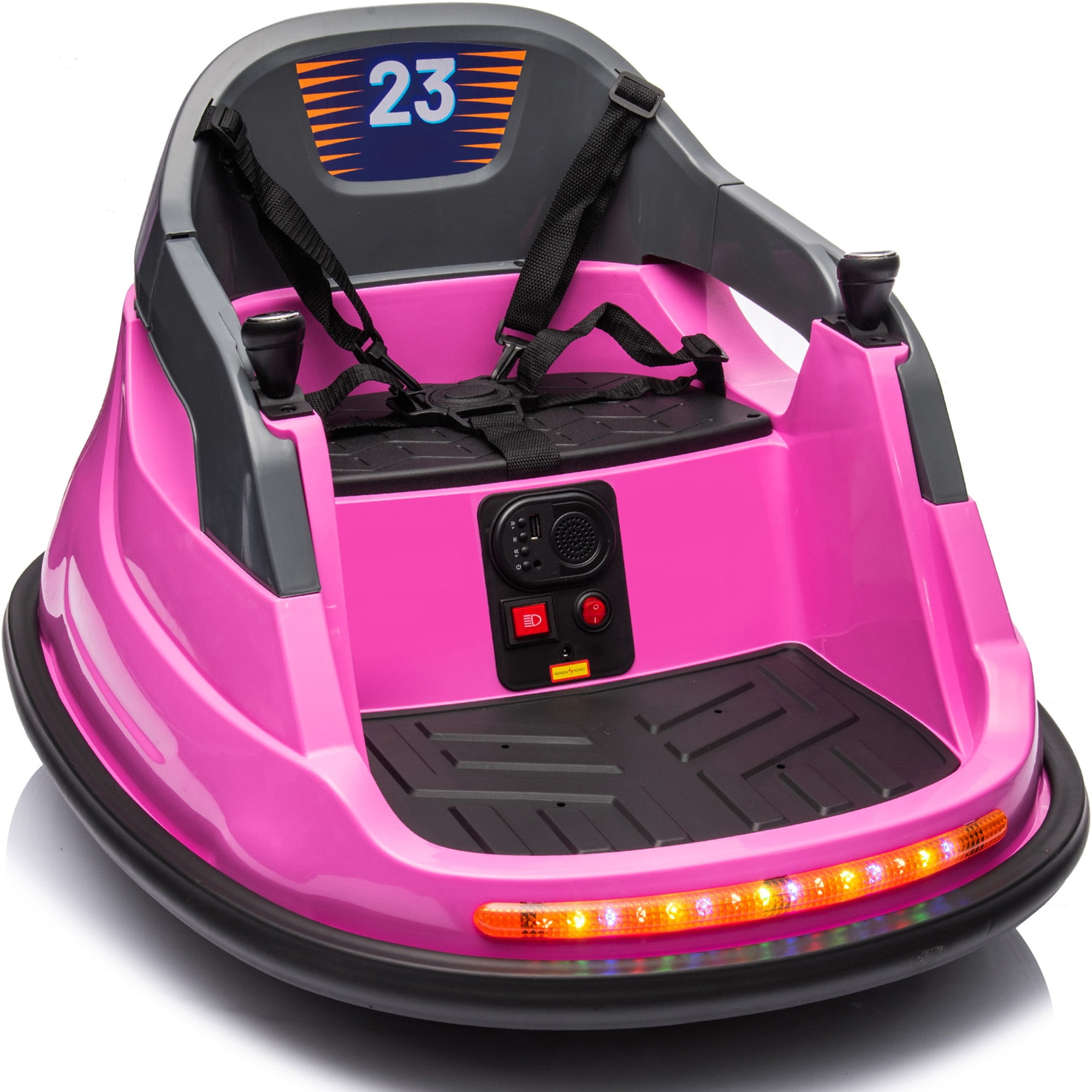 Outfunny 12V Electric Baby Drive, Pink Kids' Motorized Bumper Car with ...